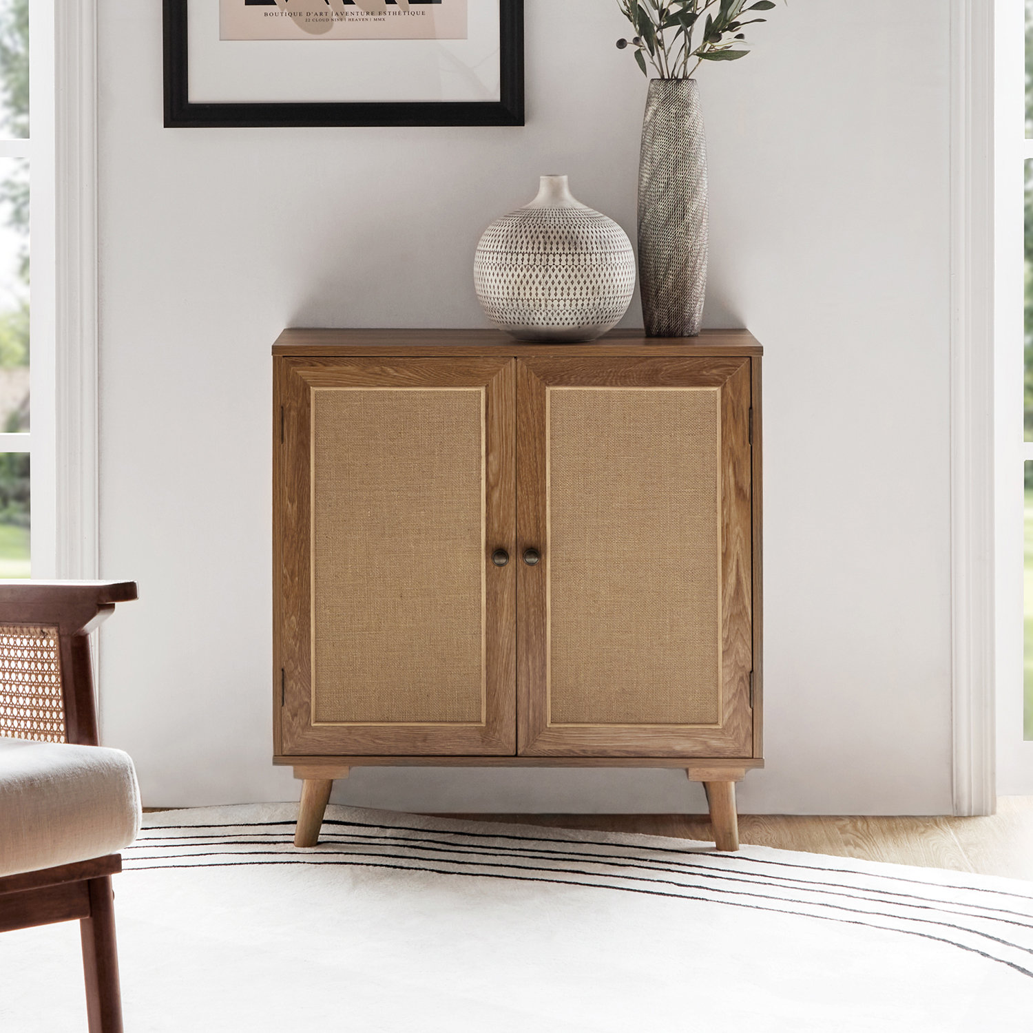 Beachcrest Home™ Benge 31" Tall 2-Door Accent Cabinet with Solid Wood ...