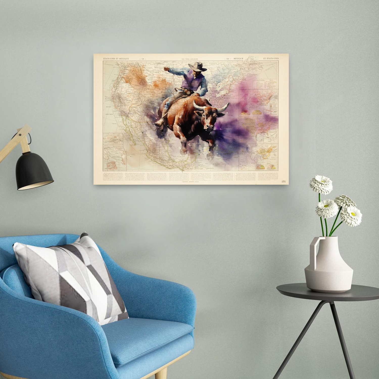 August Grove® Contemporary Art Vintage Bull Art | Wayfair