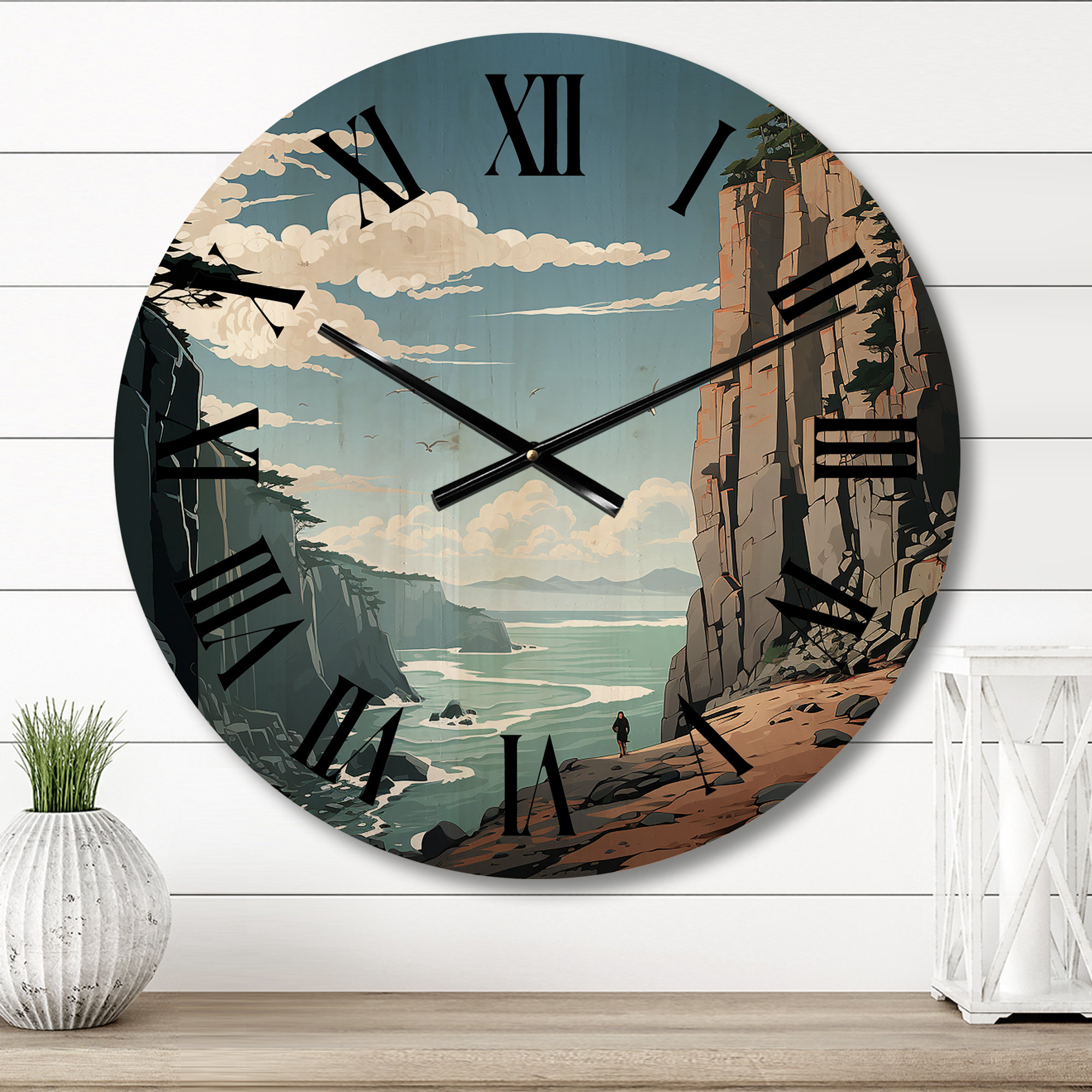 East Urban Home Blue Cliff Jagged Solitude - Landscape Mountains ...