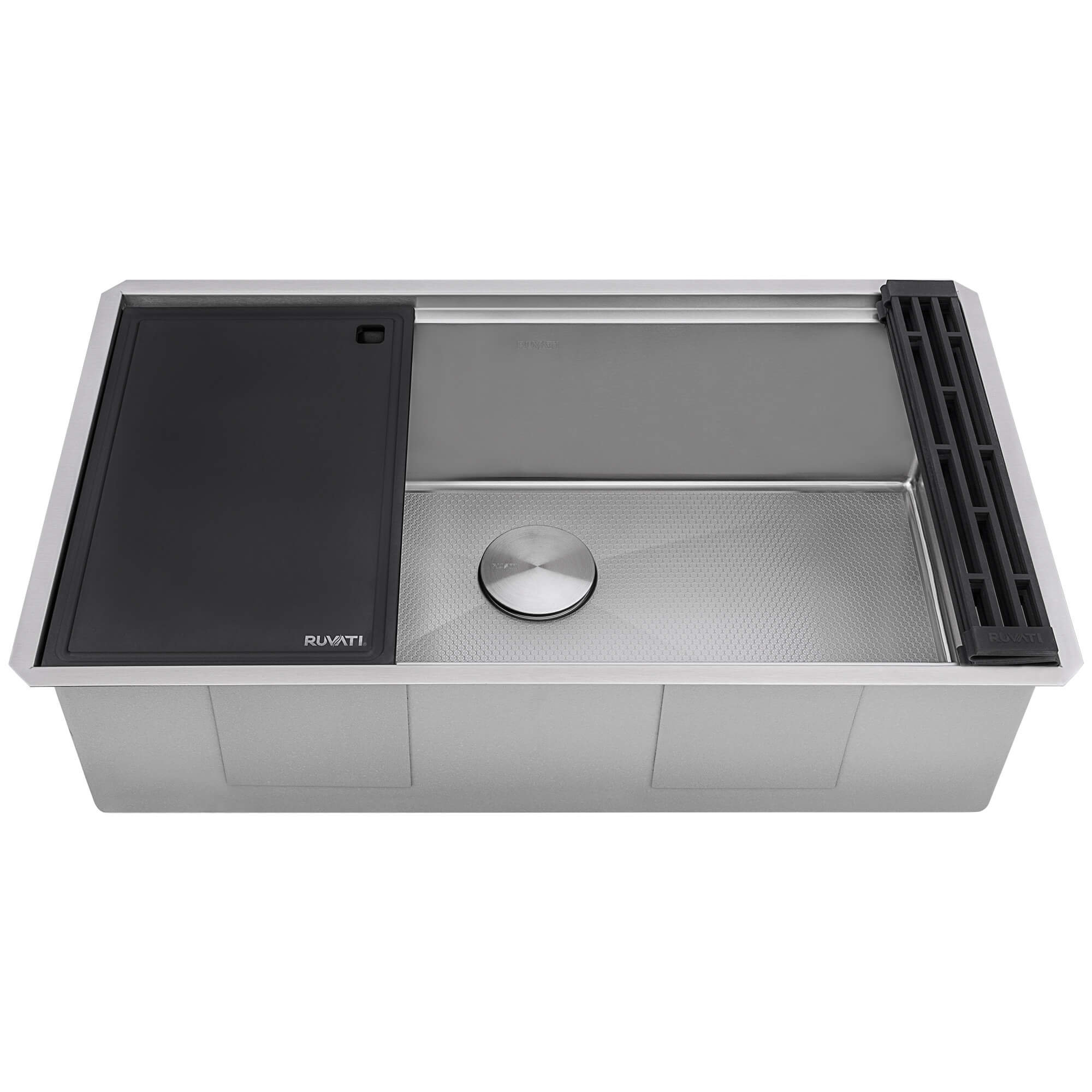 Ruvati Hex Bottom Workstation Scratch Resistant Embossed Kitchen Sink ...