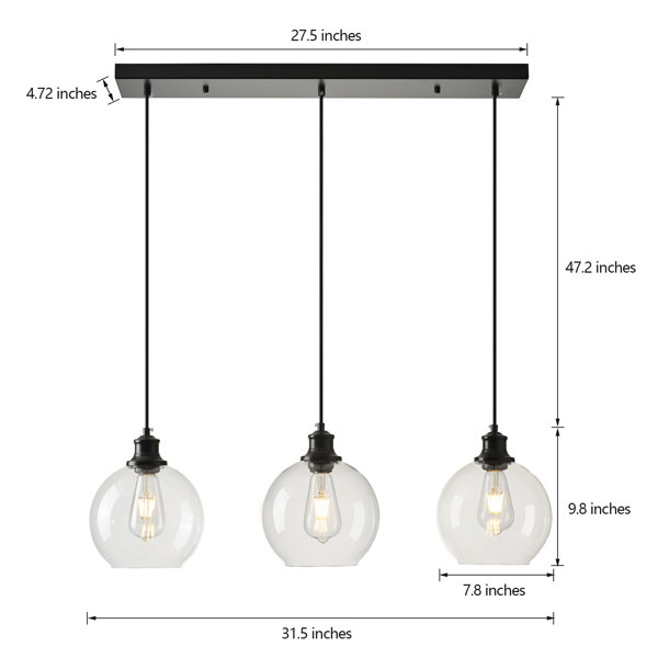 Breakwater Bay Concow 3 - Light Kitchen Island Bulb Pendant & Reviews ...