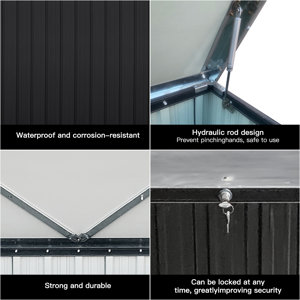 Primestok Water Resistant Metal Lockable Deck Box with Lock in Black ...