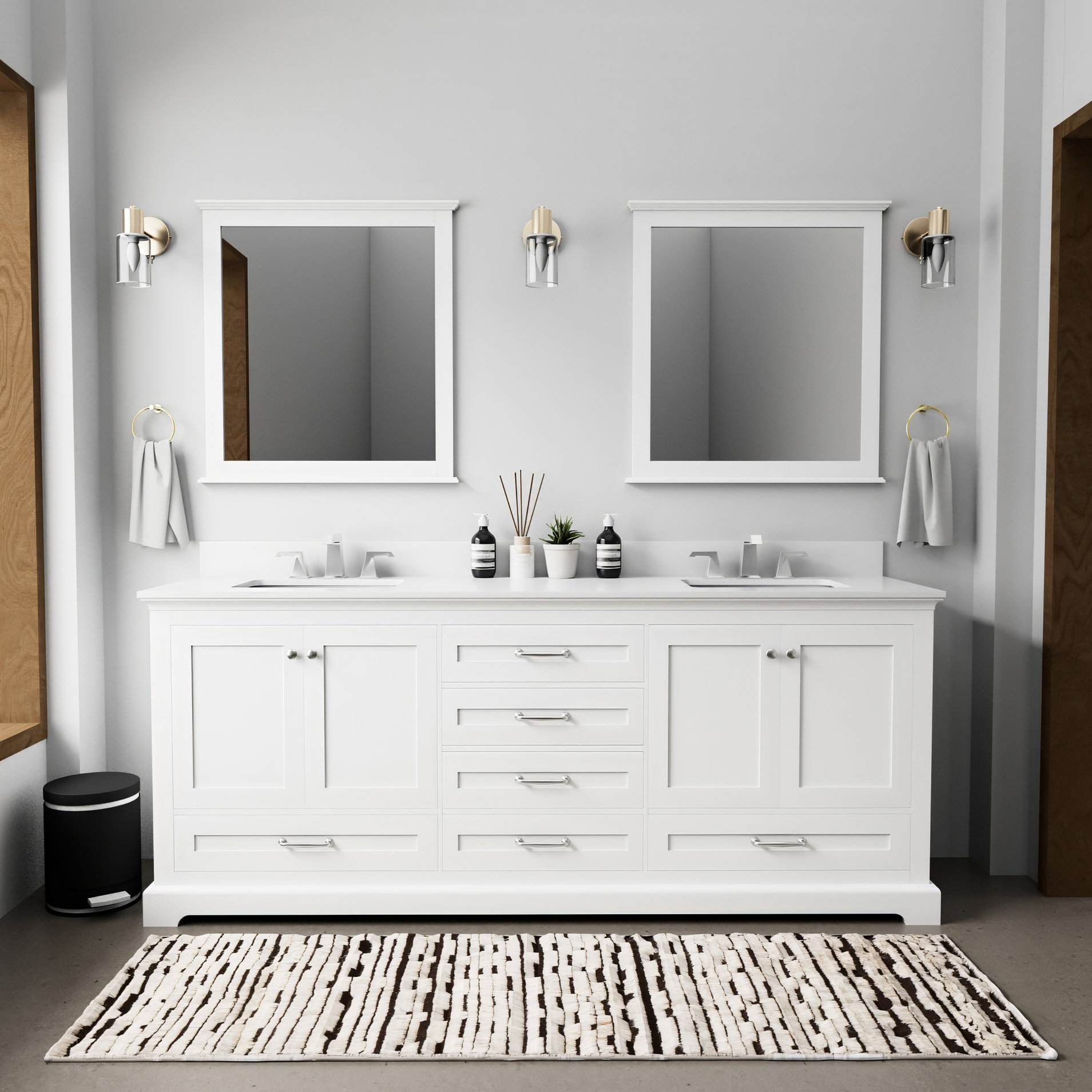 Hokku Designs Double Bath Vanity 22 In., Quartz Top, Faucet, 30 Mirrors ...