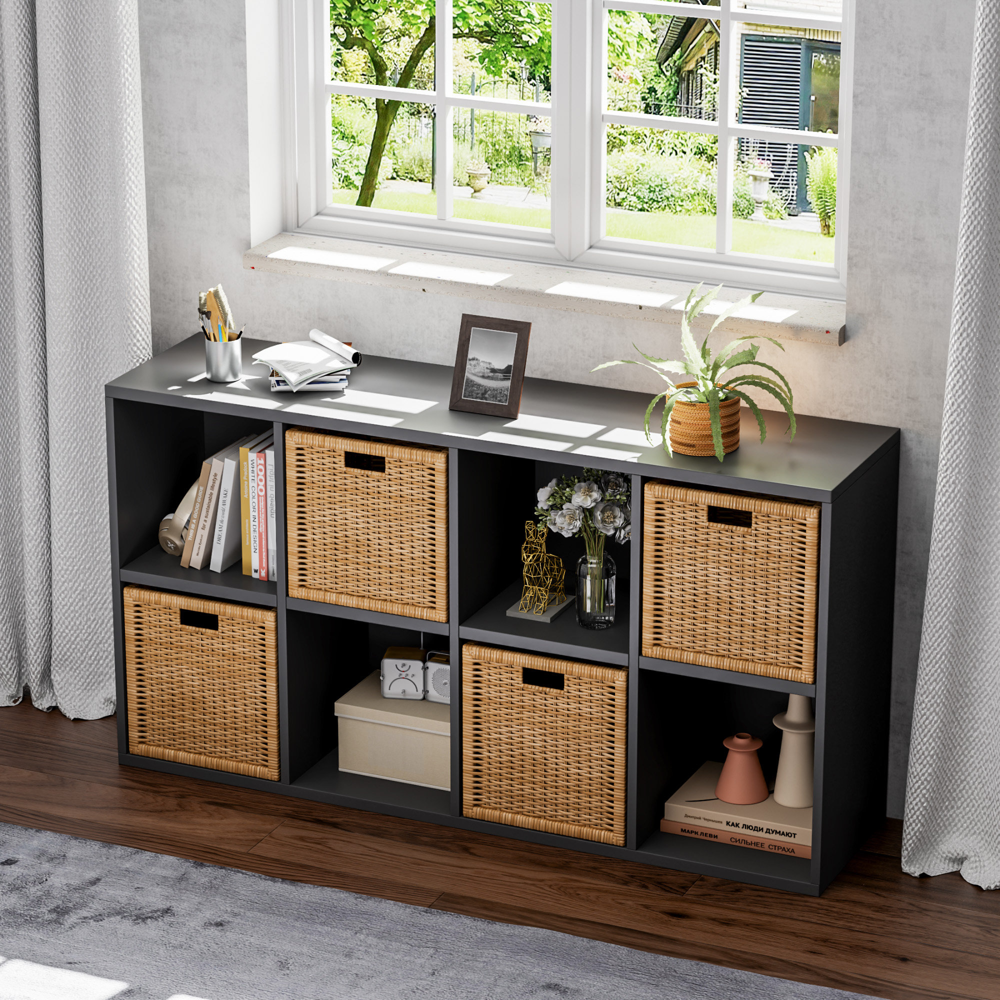 Ebern Designs 8-Cube Bookcases, 2-Tier Freestanding Bookshelf with Adjustable Shelves & Reviews ...