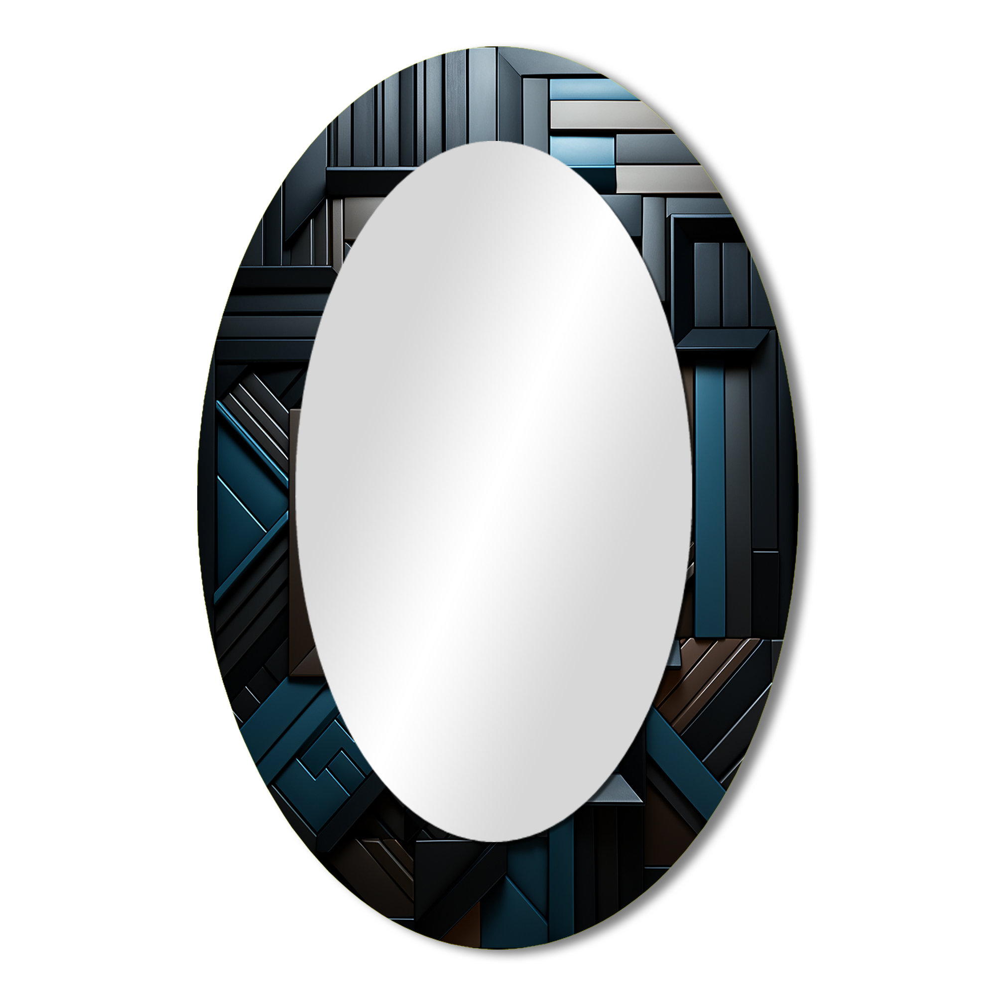 Dakota Fields Onyx Opulence Vector - Abstract Oval Decorative Mirror On Metal | Wayfair