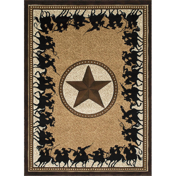 Foundry Select HR Texas Star Rug Traditional Accent Rug In Berber With ...