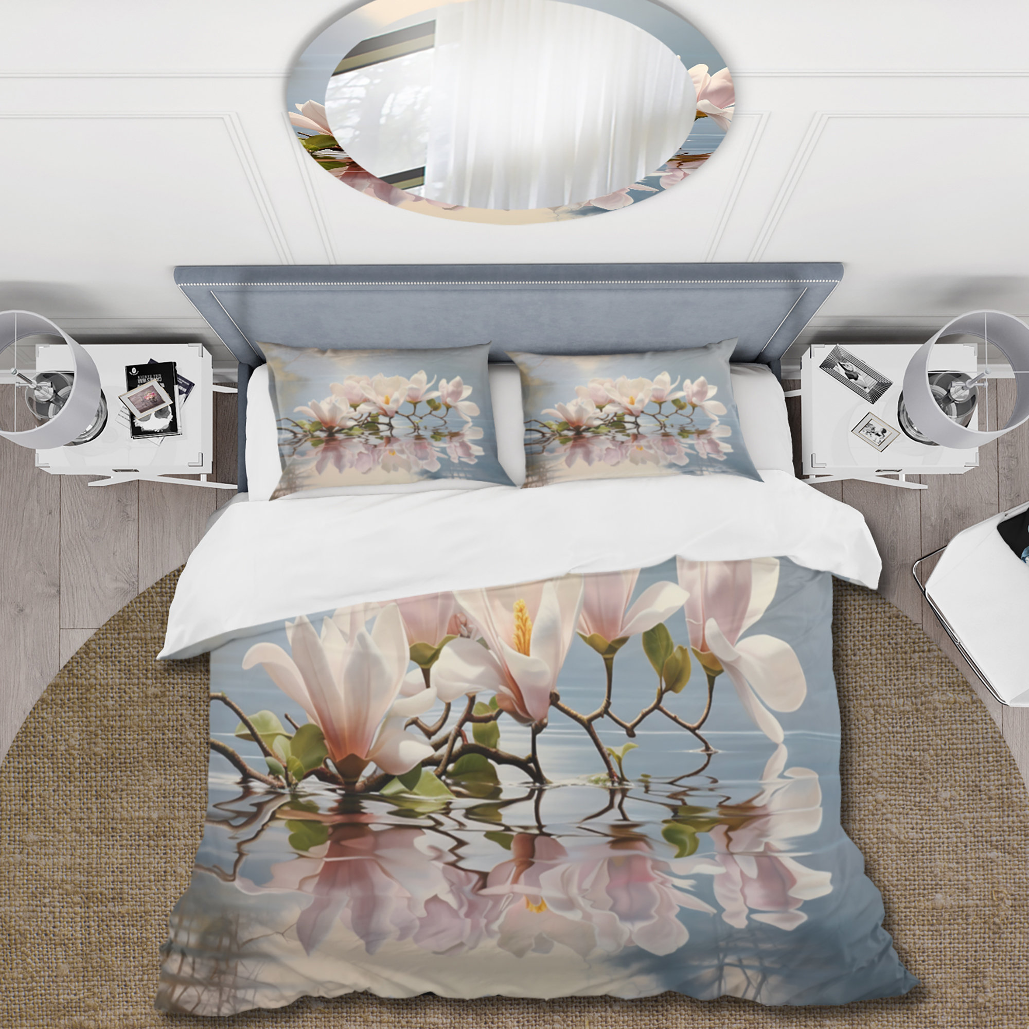 Design Art White Grey Magnolias Magnolia Reflections I - Magnolias ...