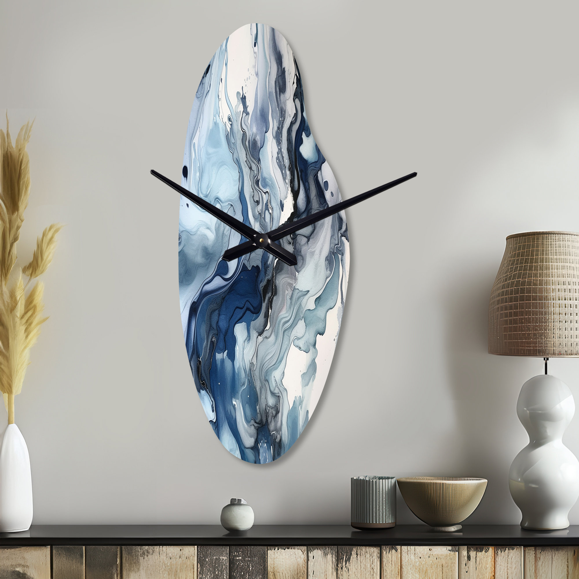 Design Art Blue And Grey Ethereal Elixir II - Curved Shape Decorative ...