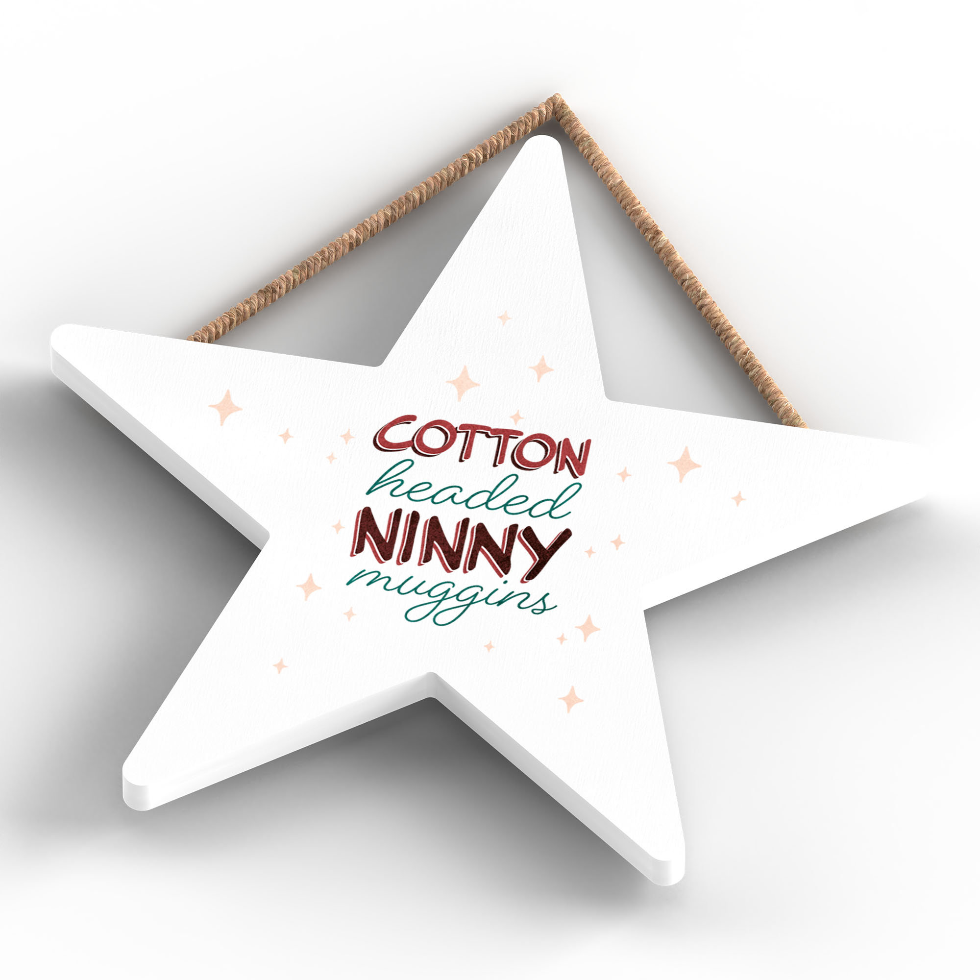 The Seasonal Aisle Xmas Cotton Headed Ninny Muggins Wooden Star Plaque ...