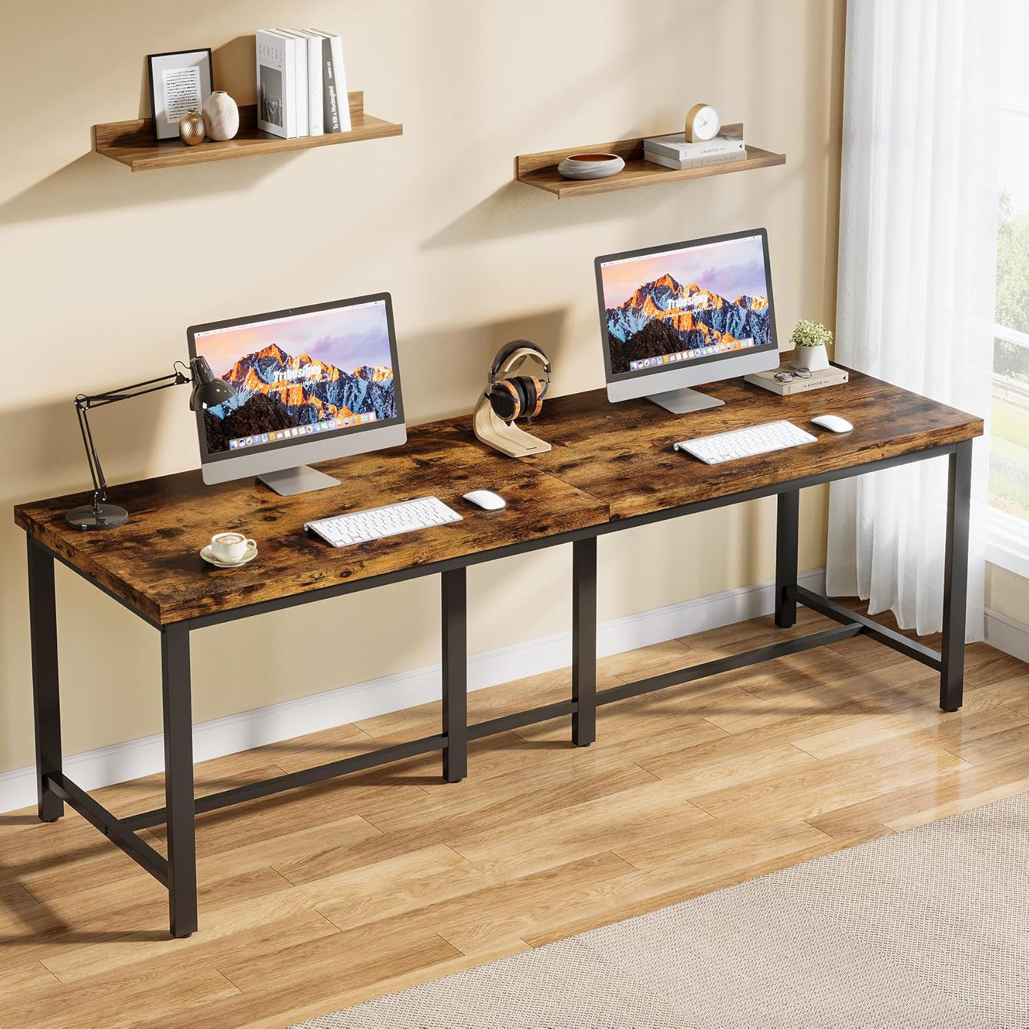 17 Stories 78.4 Inch Extra Long Computer Desk for 2 Person, Double Desk ...