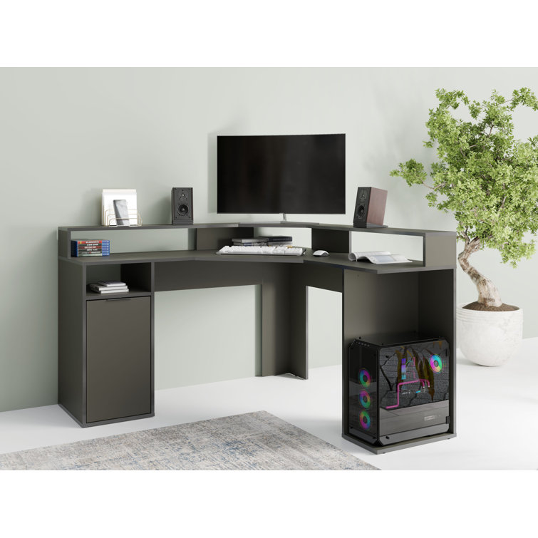 Metro Lane Colfin Corner gaming desk with attachment, practical niches ...