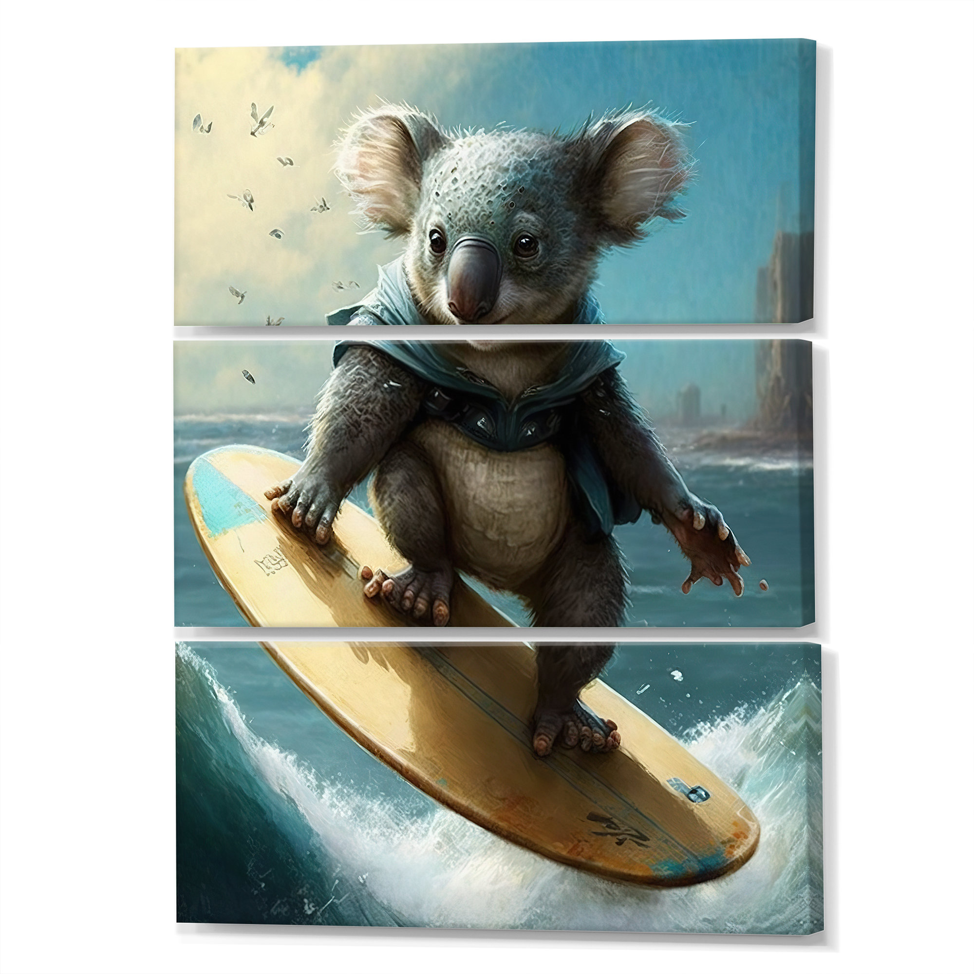 Trinx Koala Surfing I - Animals Koala Canvas Wall Art Set - Wayfair Canada