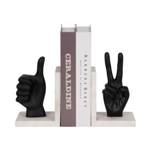 Wade Logan® Metal Hand Sign Bookends Contemporary Marble Thumbs Up ...
