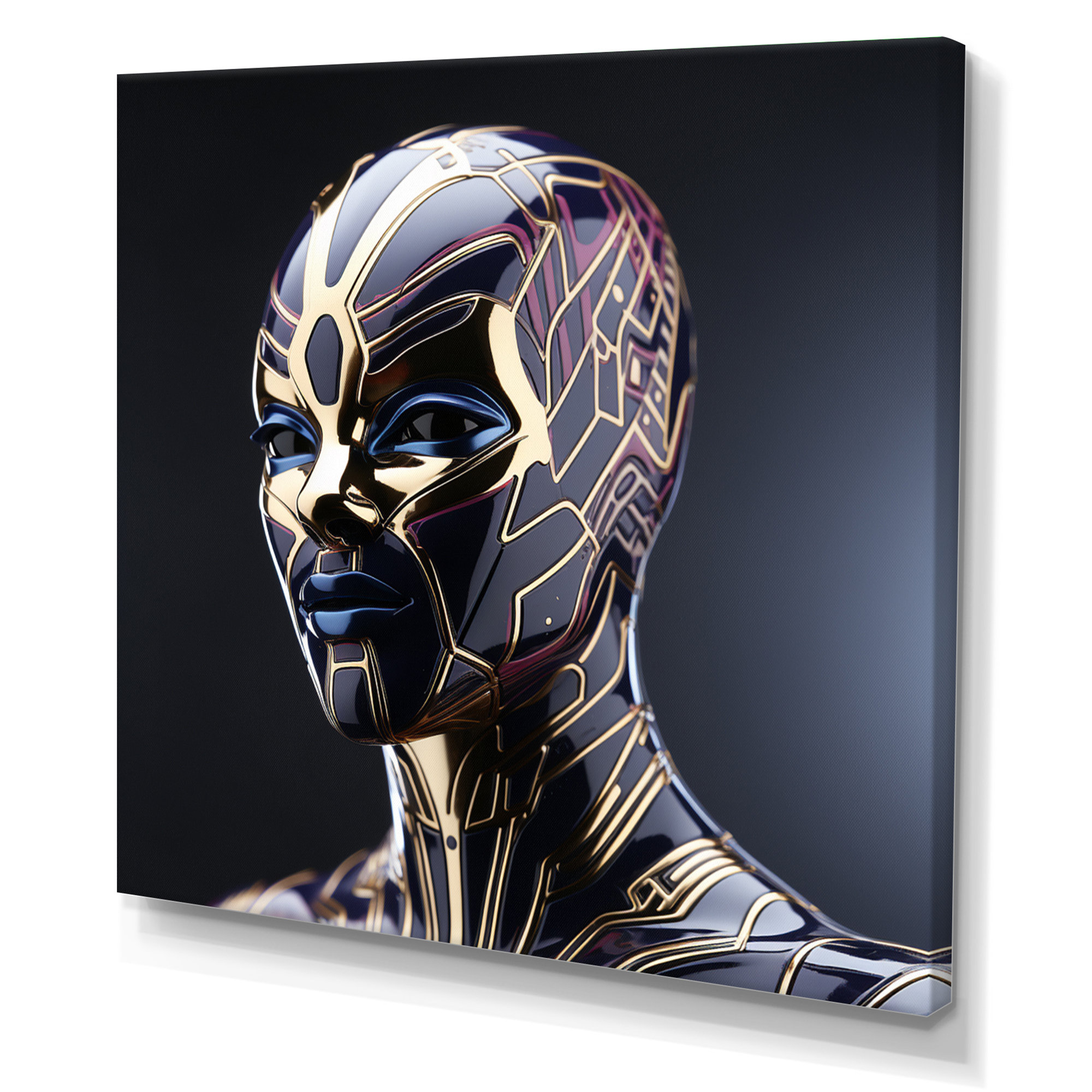 Ebern Designs Sci-Fi Portrait Of Futuristic Cyborg Man On Canvas Print ...