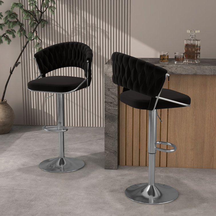 Everly Quinn Christal Swivel Upholstered Adjustable Height Counter ...