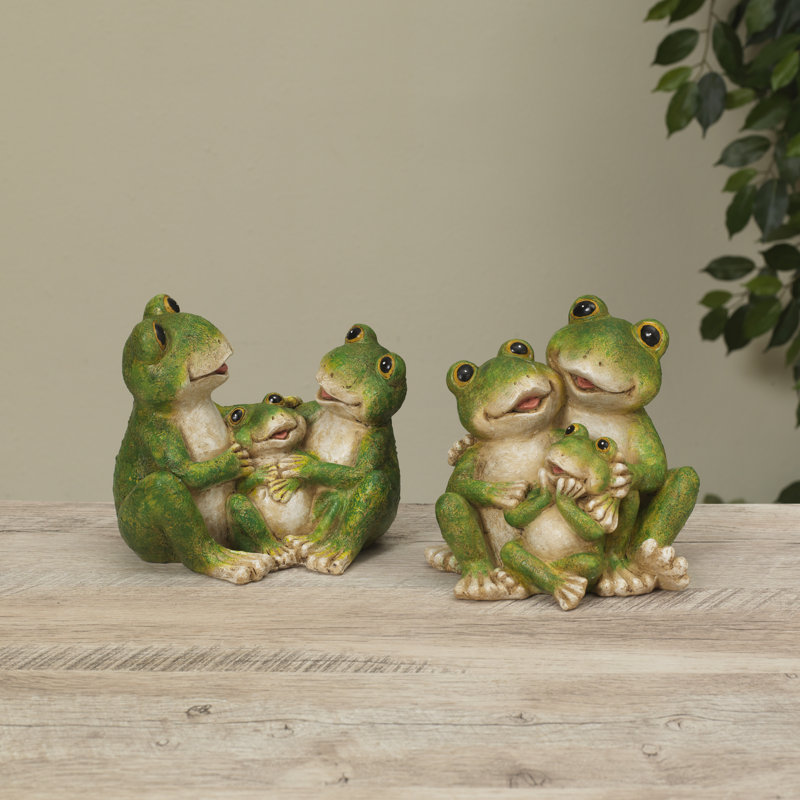 Arlmont & Co. 7 In. Resin Frog Family Figurines Set Of 2 | Wayfair