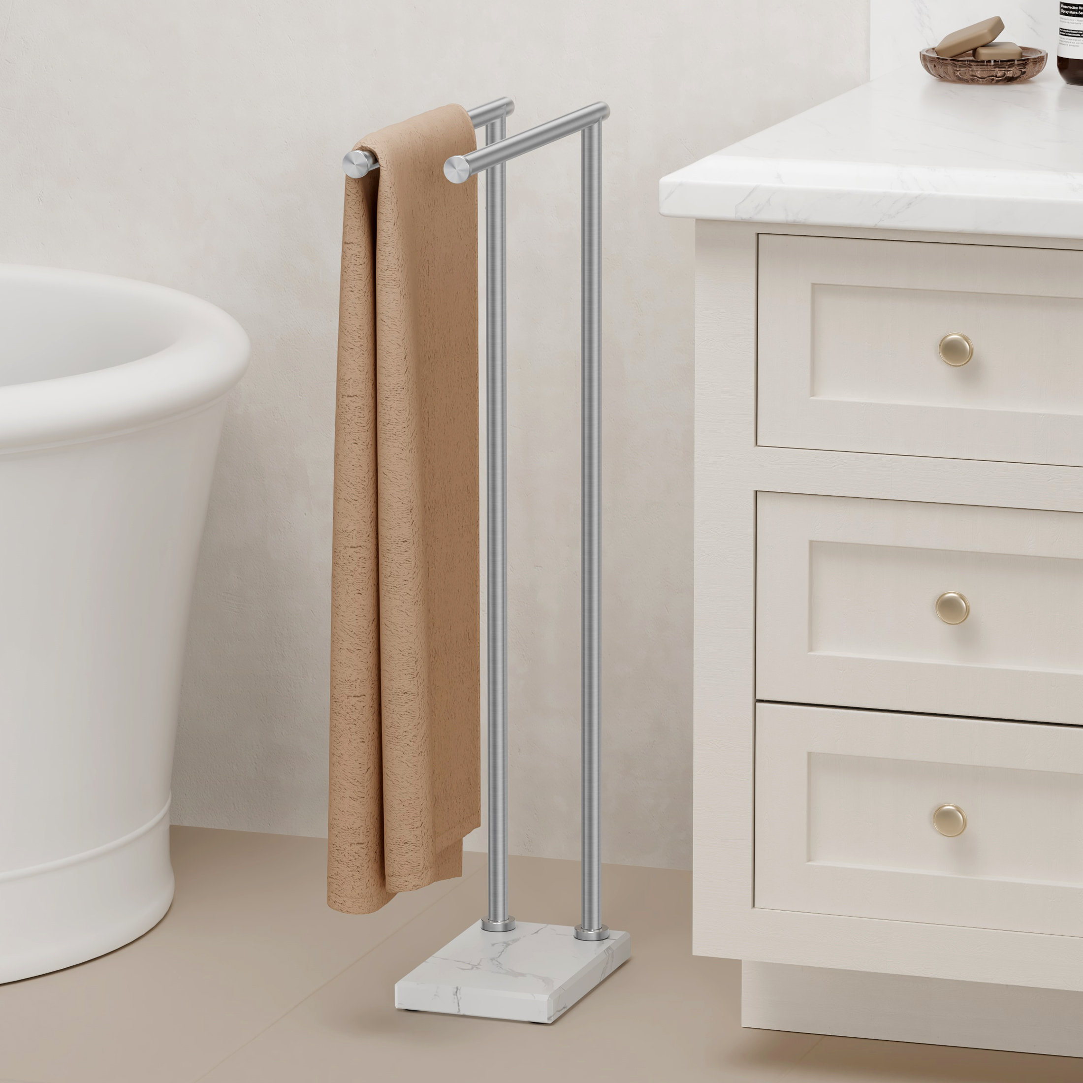KES 2-Tier Free Standing Towel Racks for Bathroom Floor with Weighted ...