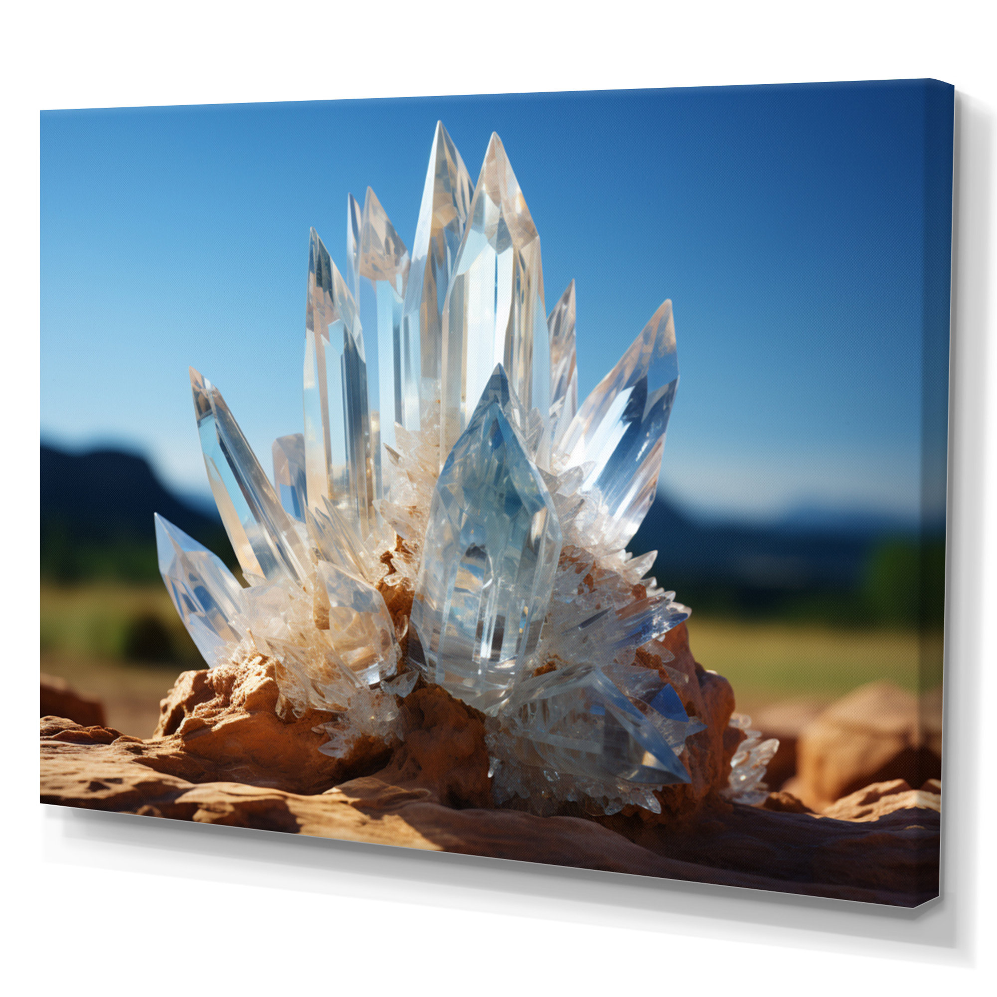 Latitude Run® White Blue Spiritual Stone Selenite - Print on Canvas ...