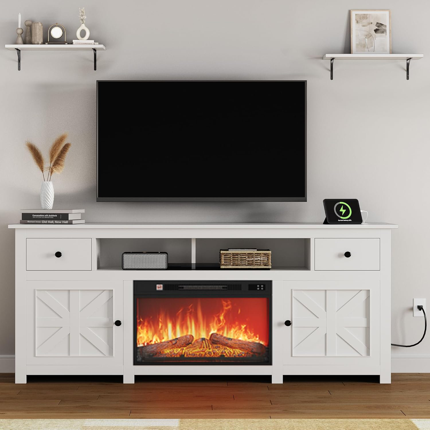 Gracie Oaks 64.76 Media Console,Fireplace Tv Stand,Fireplace ...