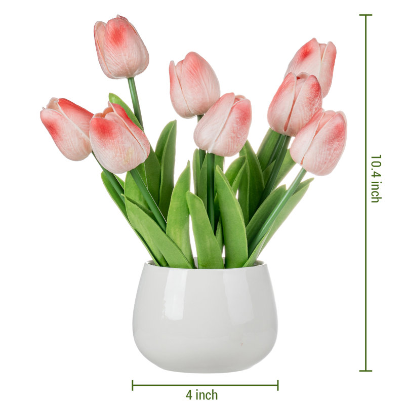 Primrue Artificial Fake Tulips Plants In Planter & Reviews | Wayfair