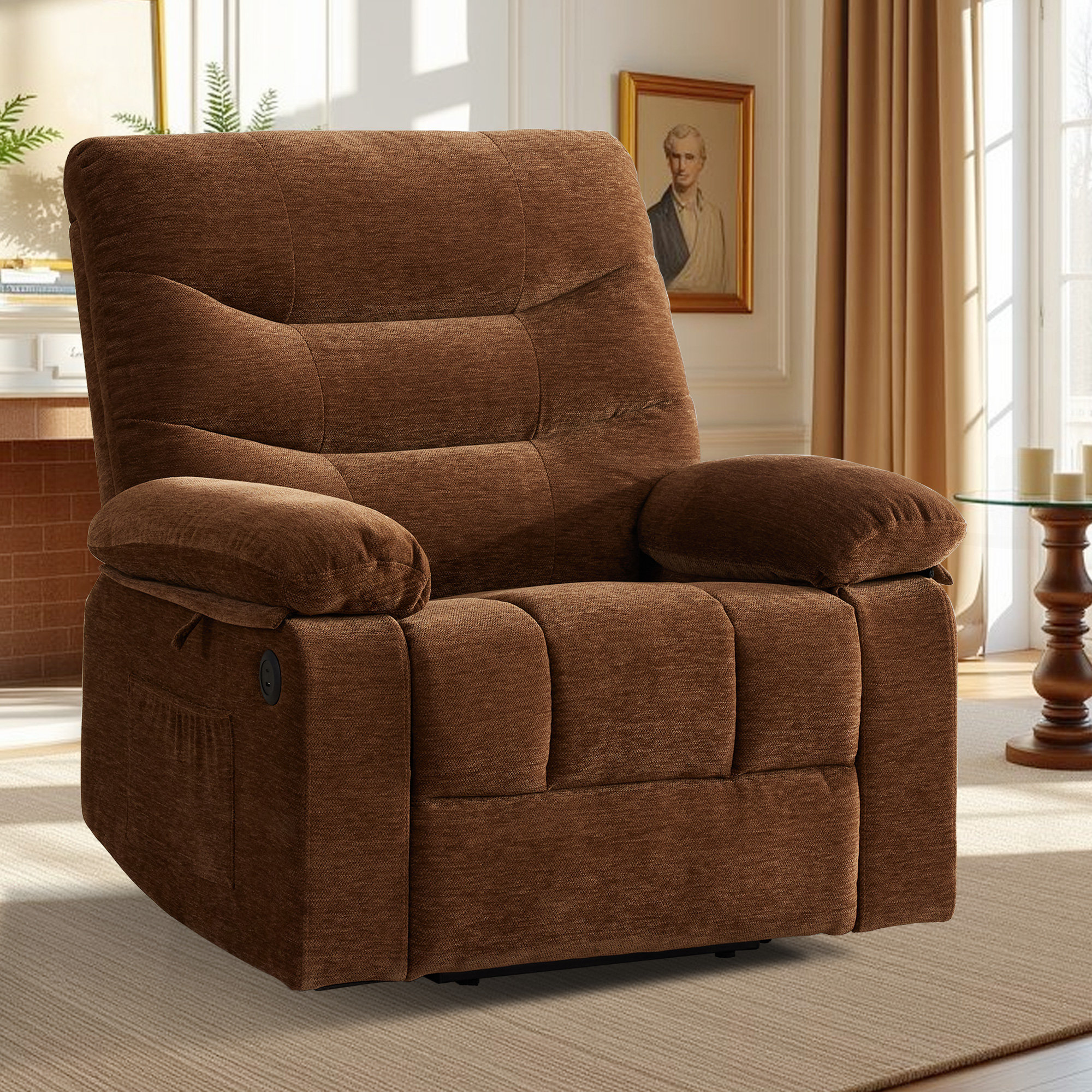 Latitude Run® Oversized Power Lift Recliner Chair with Heated Massage ...