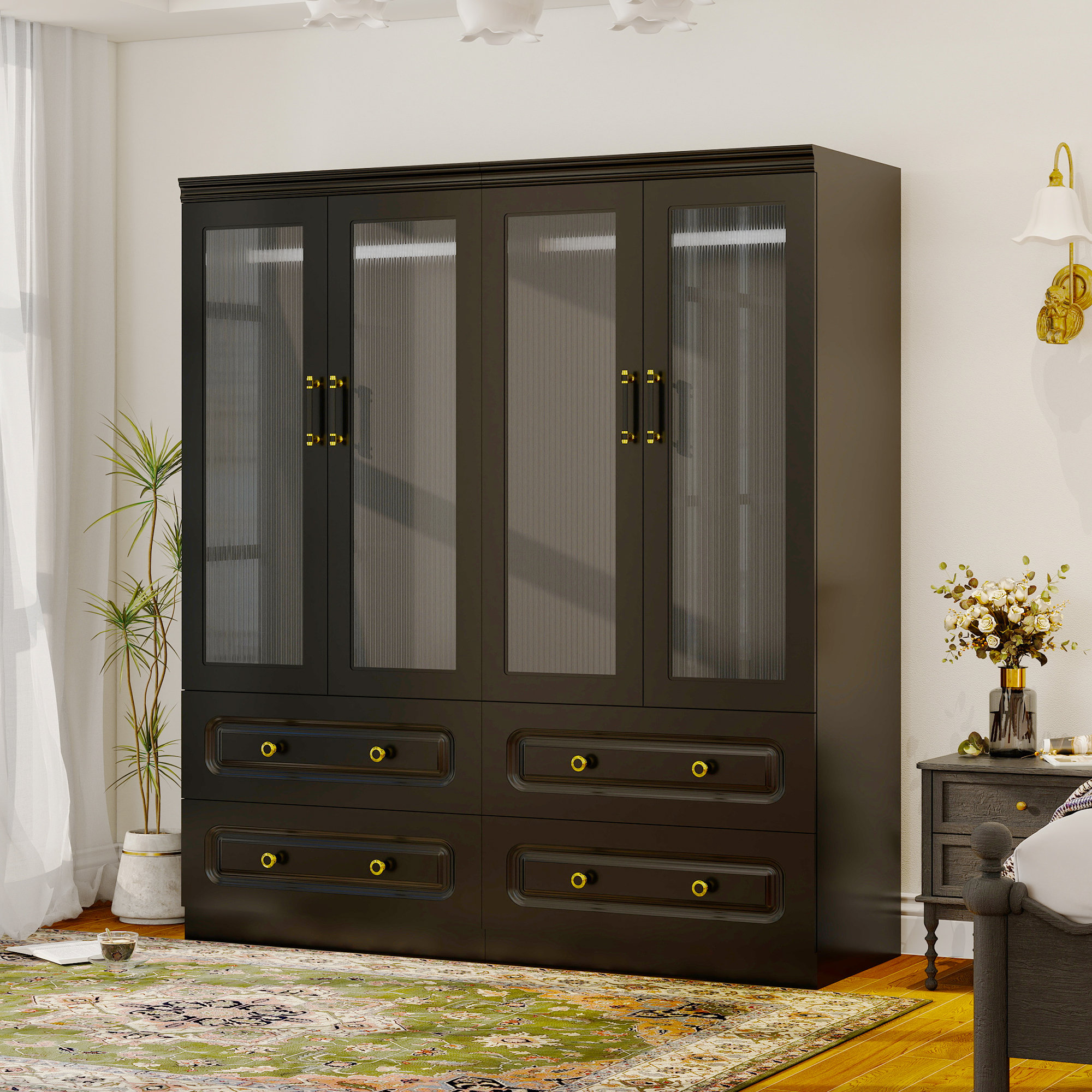 Lark Manor™ 2-Piece Solid Manufactured Wood Armoire Wardrobe with ...