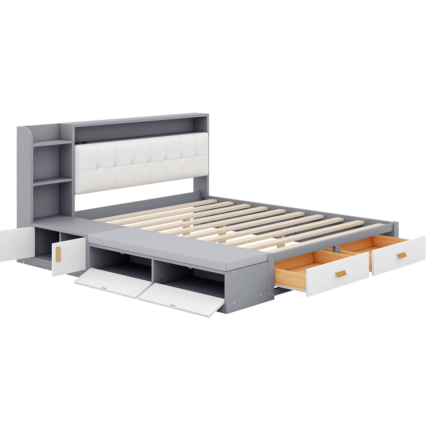 Brayden Studio Low Profile Platform Bed Frame With Upholstery Headboard ...
