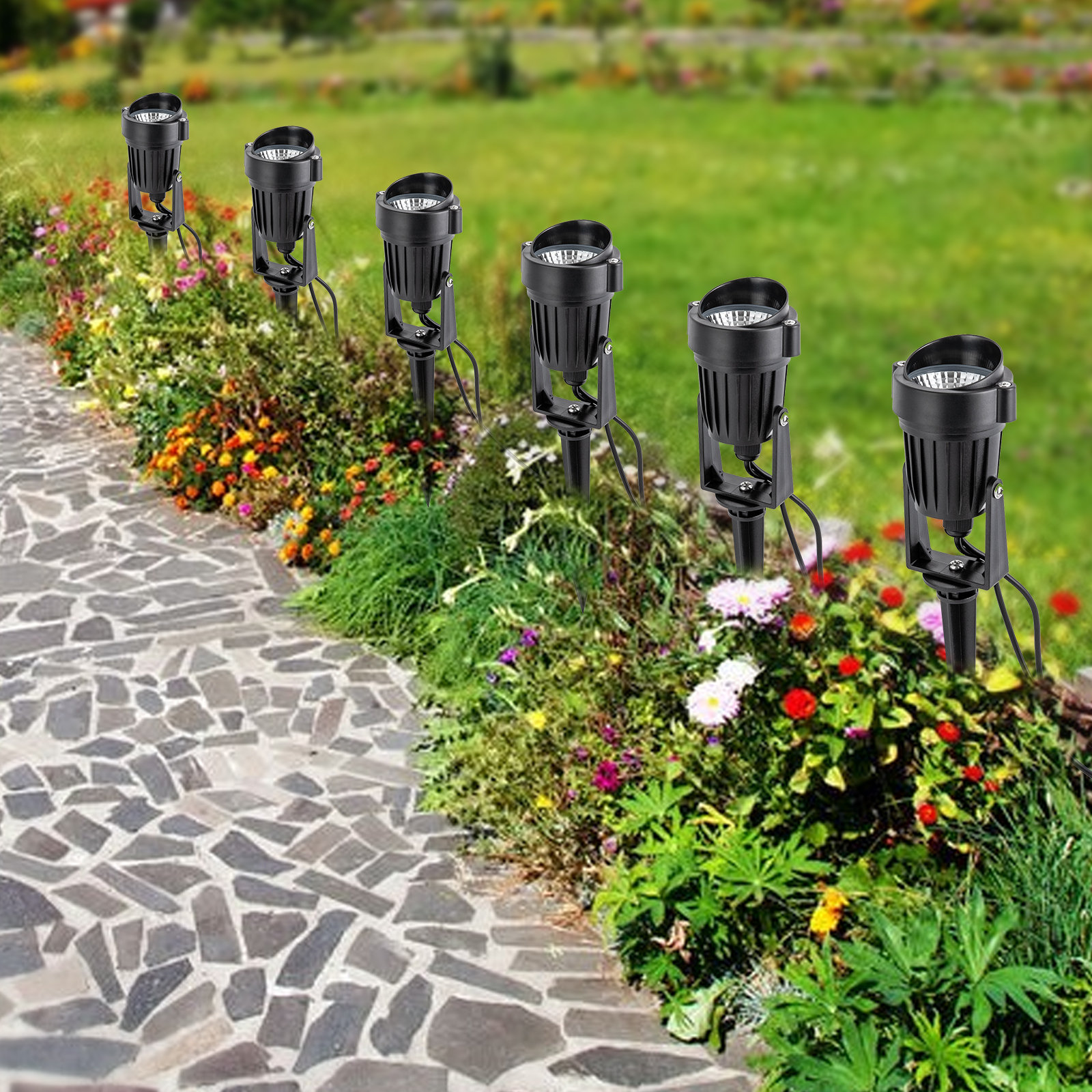 DALELEE 6 Pieces Garden Ground Spikes Landscape Stakes Pathway Light ...