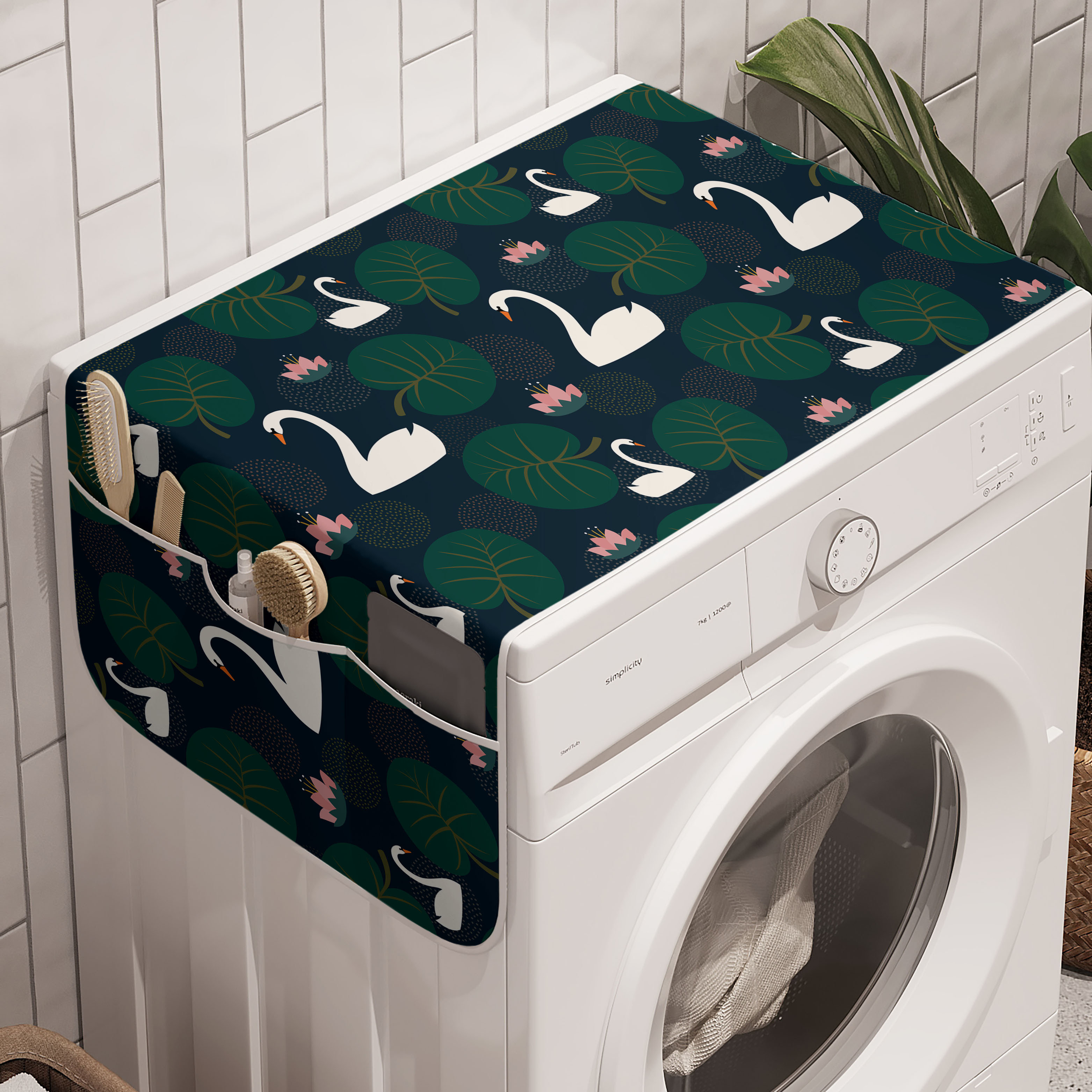 East Urban Home Swans Washing Machine Organizer Pack of 2 47" x 18.5 ...