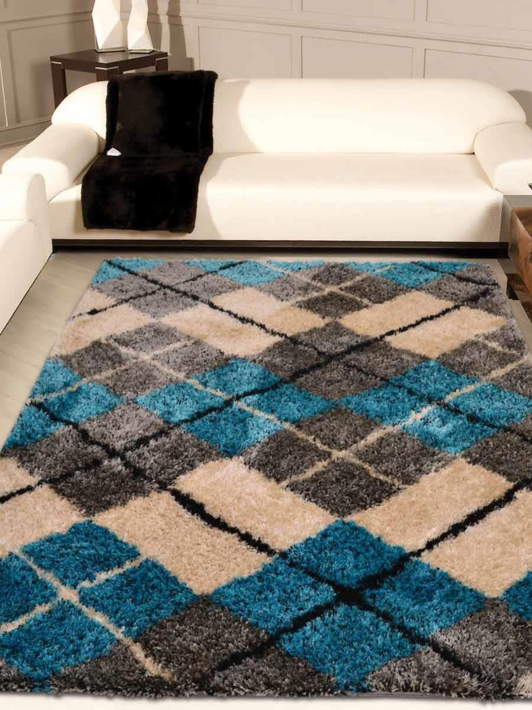 Foundry Select Hand Tufted Shag Polyester Geometric Multicolor Area Rug ...