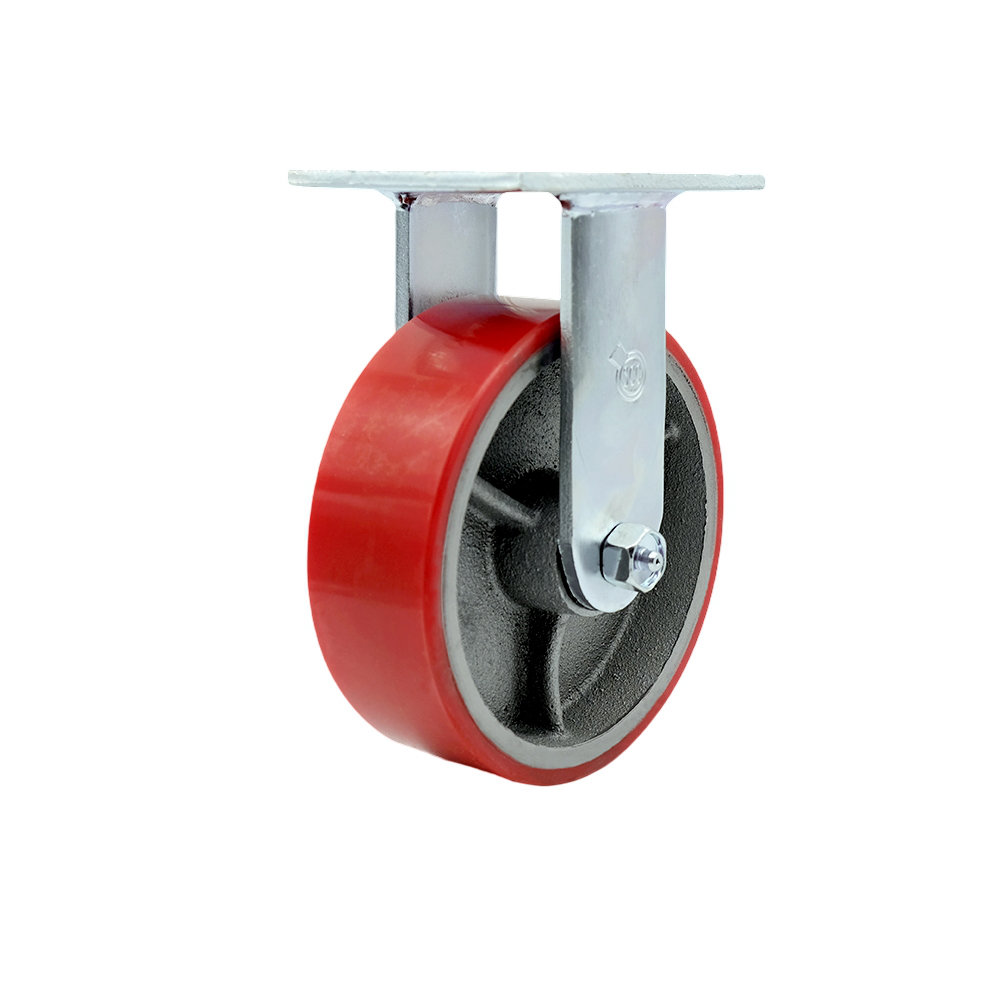 Service Caster 6 Inch Red Poly on Cast Iron Wheel Rigid Caster with ...