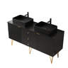 Man Wah Luxury Black Vanity Bases Cabinet, Sintered Stone Top, Modern ...