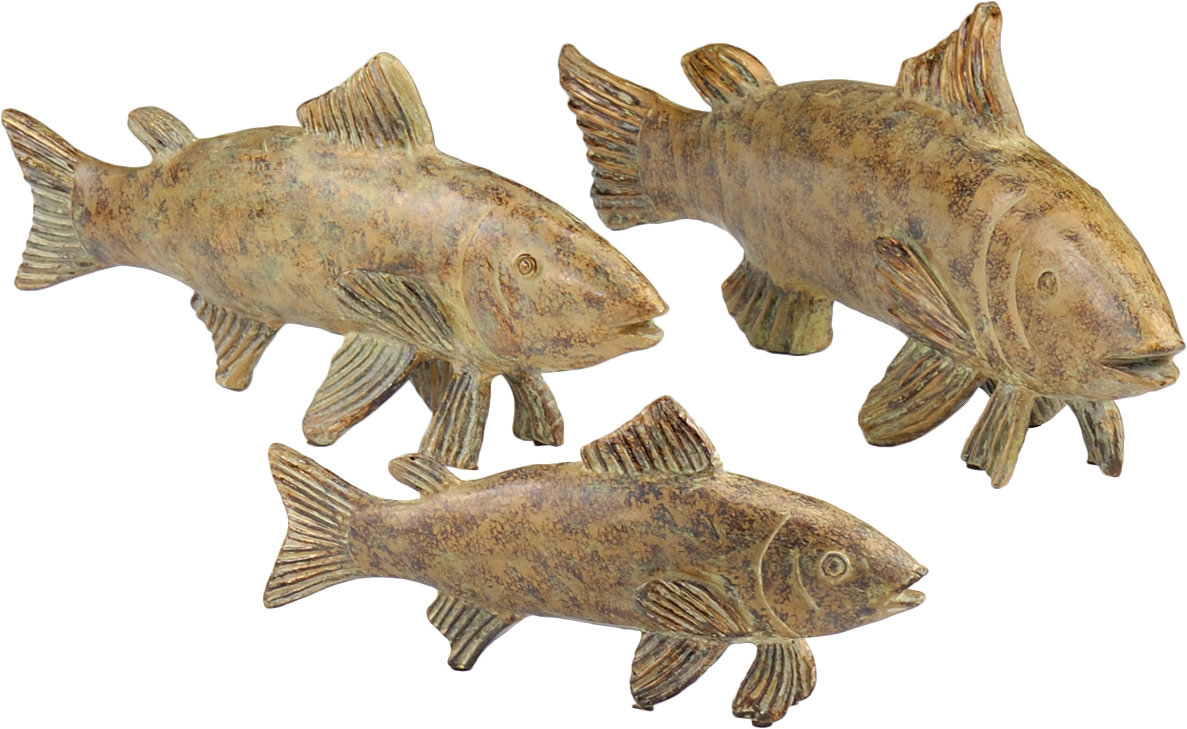Wildwood Coastal 3 Piece Walking Fish Figurine Set | Wayfair