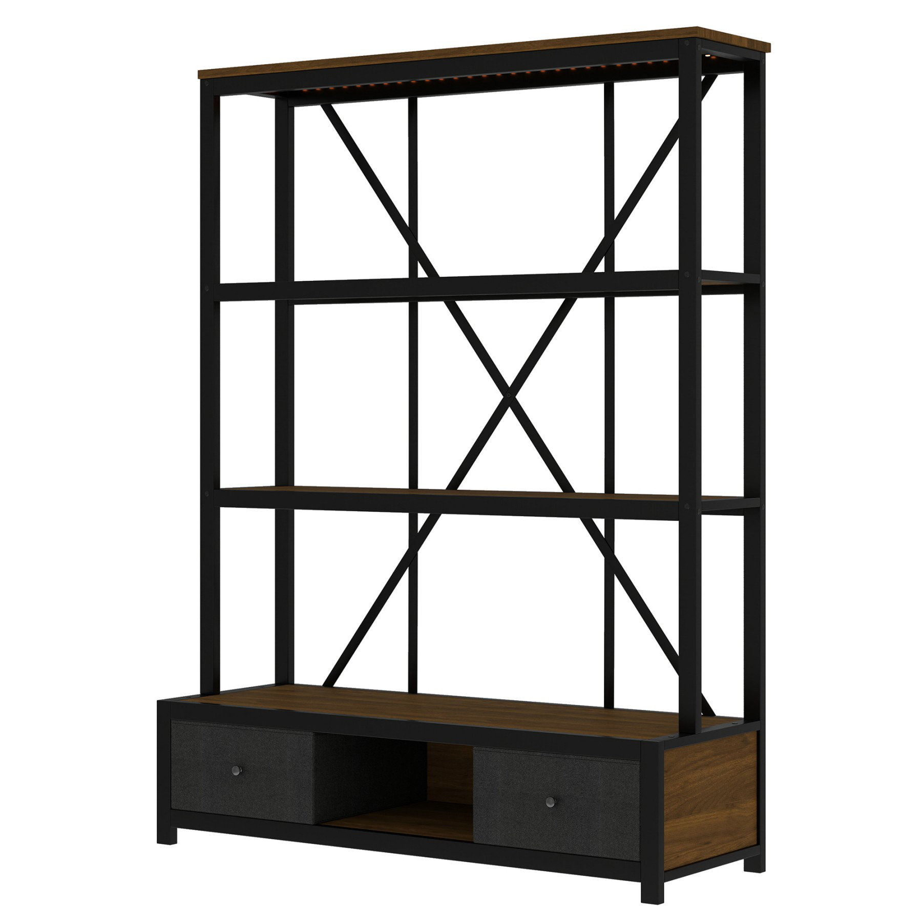 17 Stories 3-Shelf Metal Bookcase with Drawers for Home Office | Wayfair