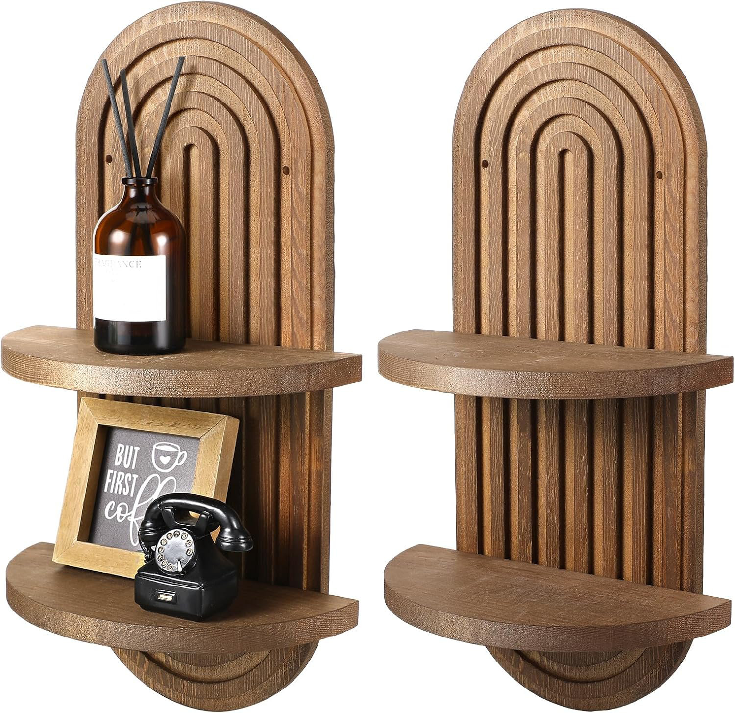 Dakota Fields Rainbow Arched Wooden Floating Rack | Wayfair