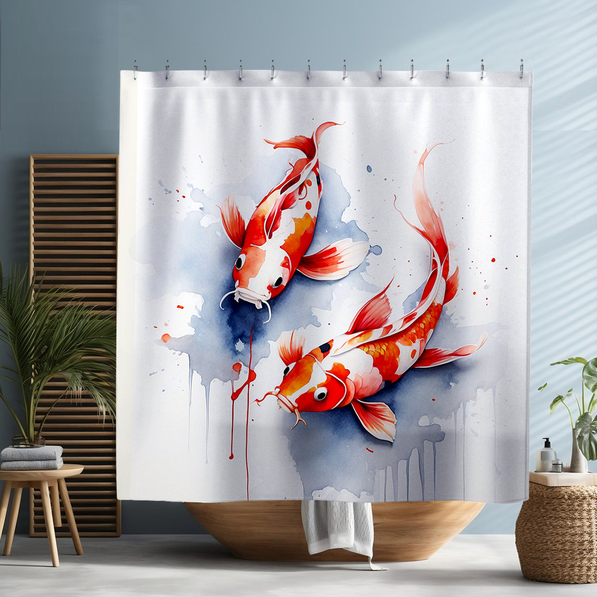 ULLI HOME Riri Koi Fish Shower Curtain - Wayfair Canada