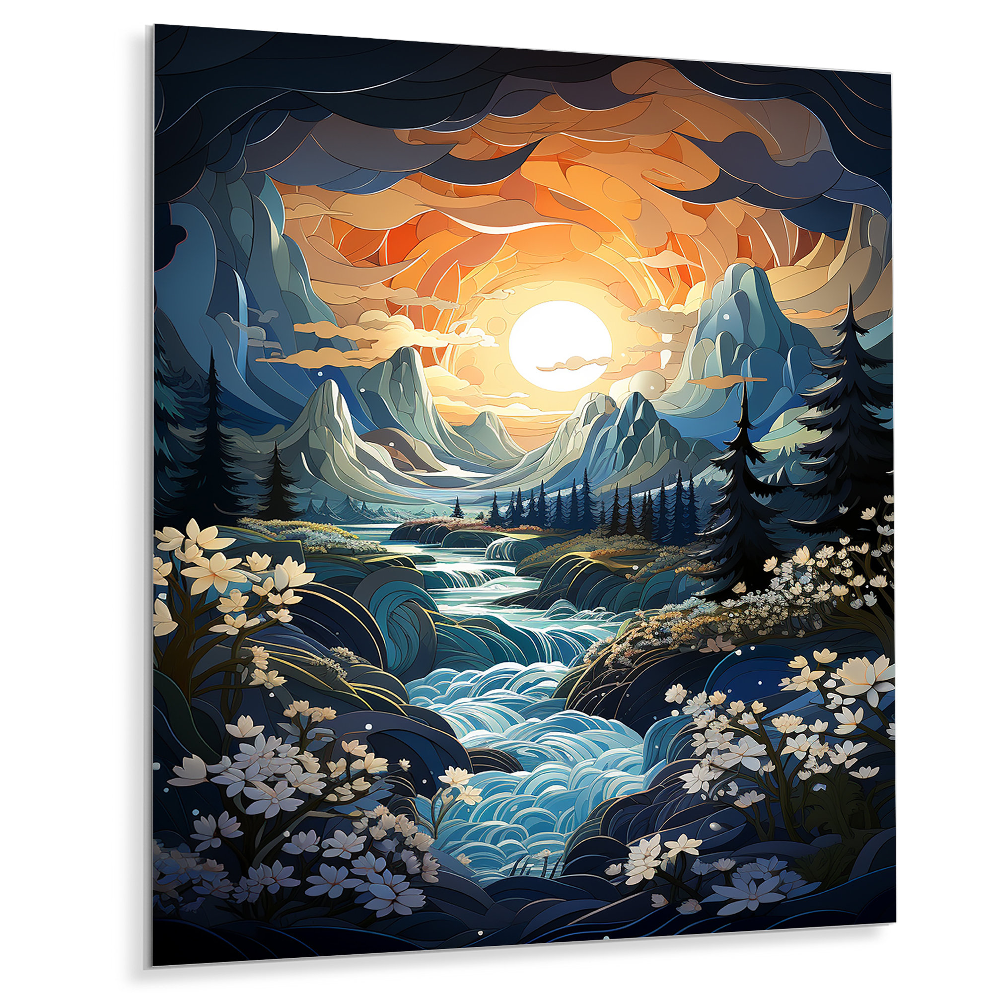 Millwood Pines Orange Teal Iceberg Arctic Majesty Papercut I - Nautical ...