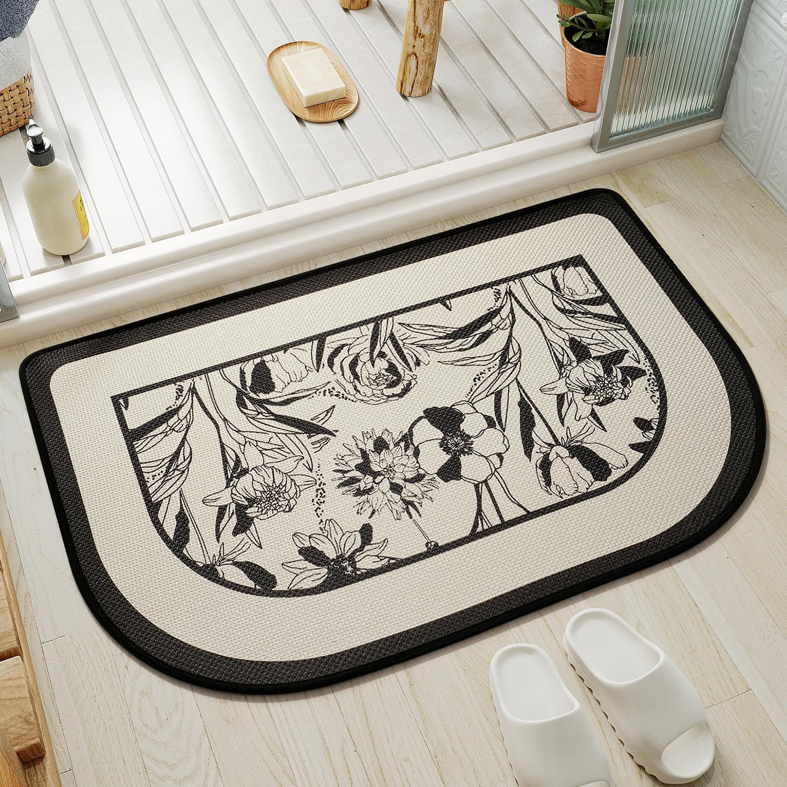 Lark Manor™ Half Circle Bath Mat,Thin Bathroom Rugs Fit Under Door ...