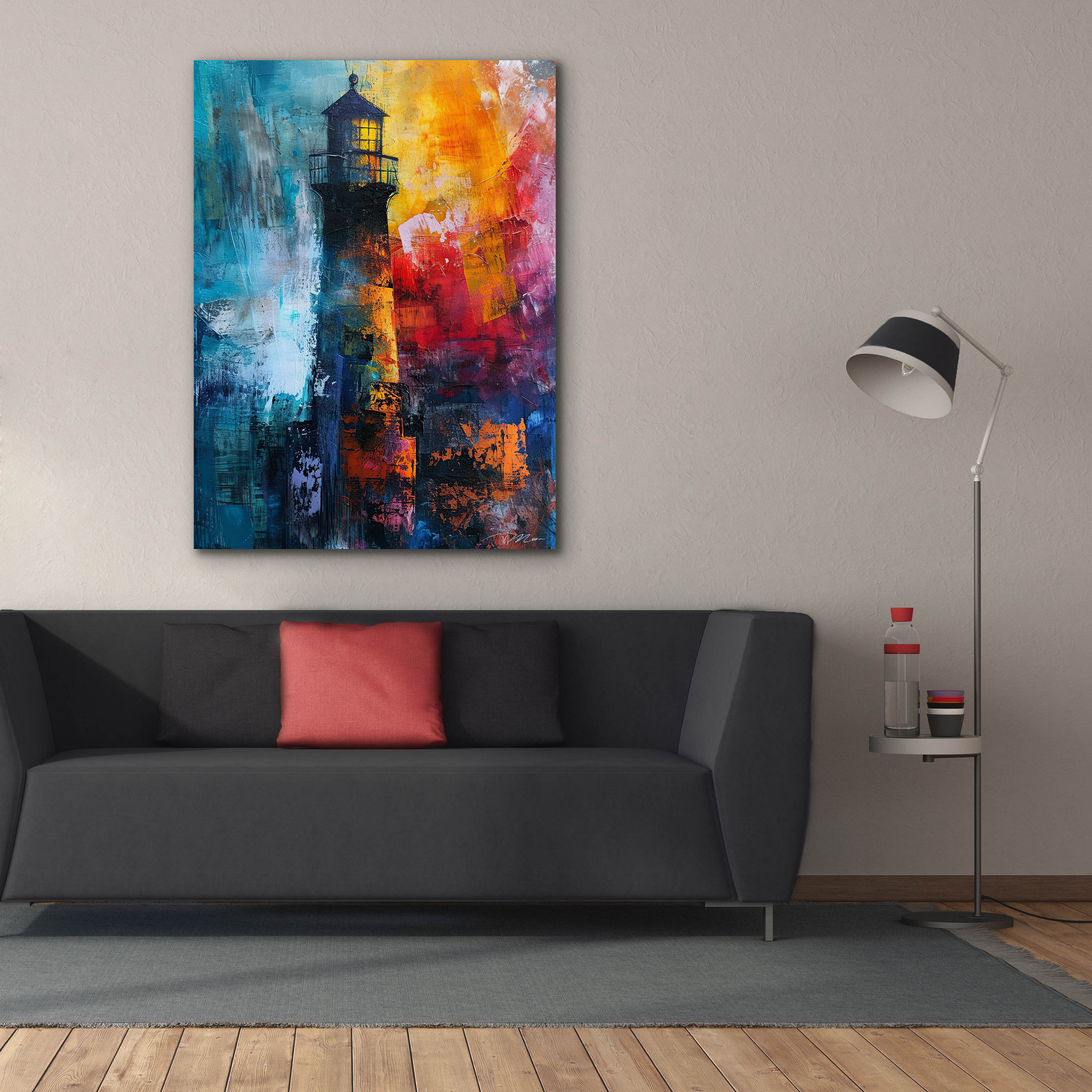 Breakwater Bay 'Colorful Abstract Lighthouse 1' by Momart Canvas Wall ...