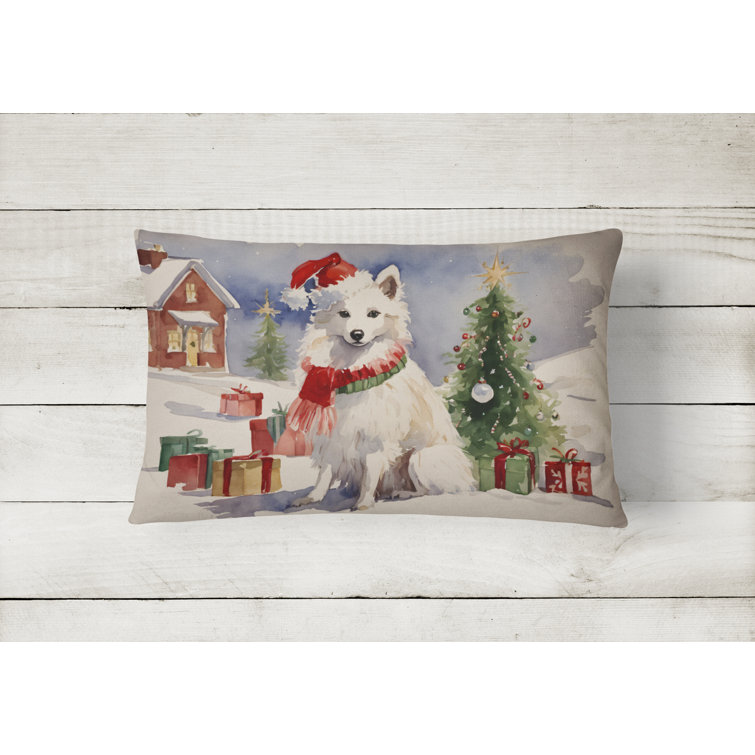 The Holiday Aisle® American Eskimo Christmas Fabric Decorative Pillow ...