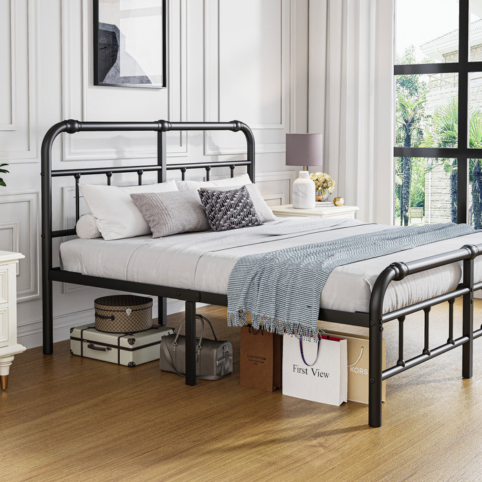 Williston Forge Ashwyn 18" High Platform Bed Frame, Victorian Style, No ...