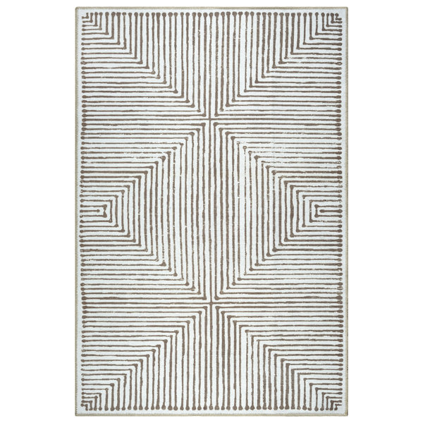 Bloom Rugs Washable Non-Slip Rug - Brown Striped Area Rug for Living ...