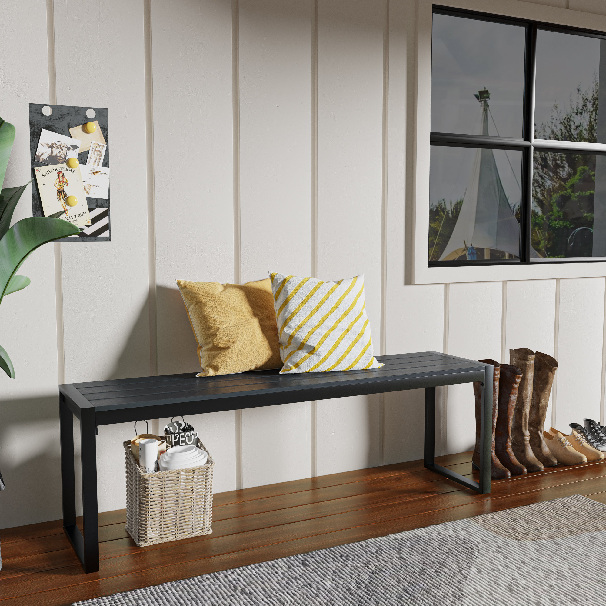 Ebern Designs Allanah Stainless Steel Picnic Bench & Reviews | Wayfair