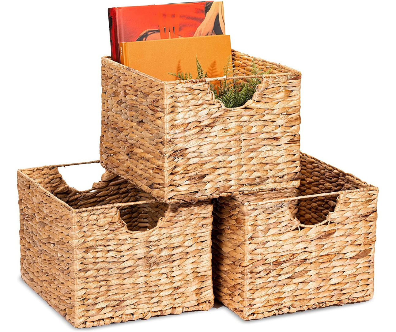Sorbus Wicker Cube Basket with Handles Set of 3 | Wayfair