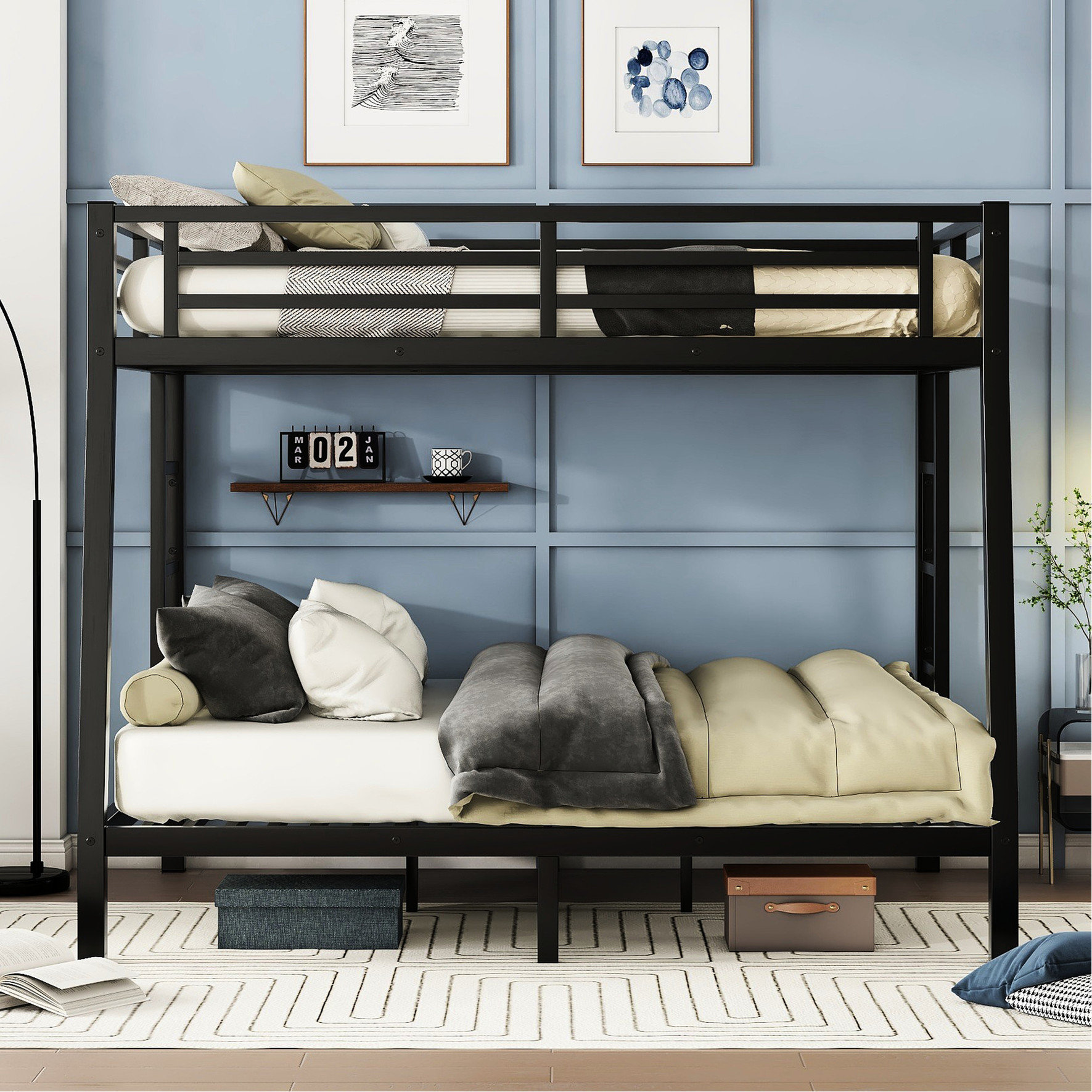 Latitude Run® Space Saving Metal Bunk Bed For Teens & Adults - Full ...