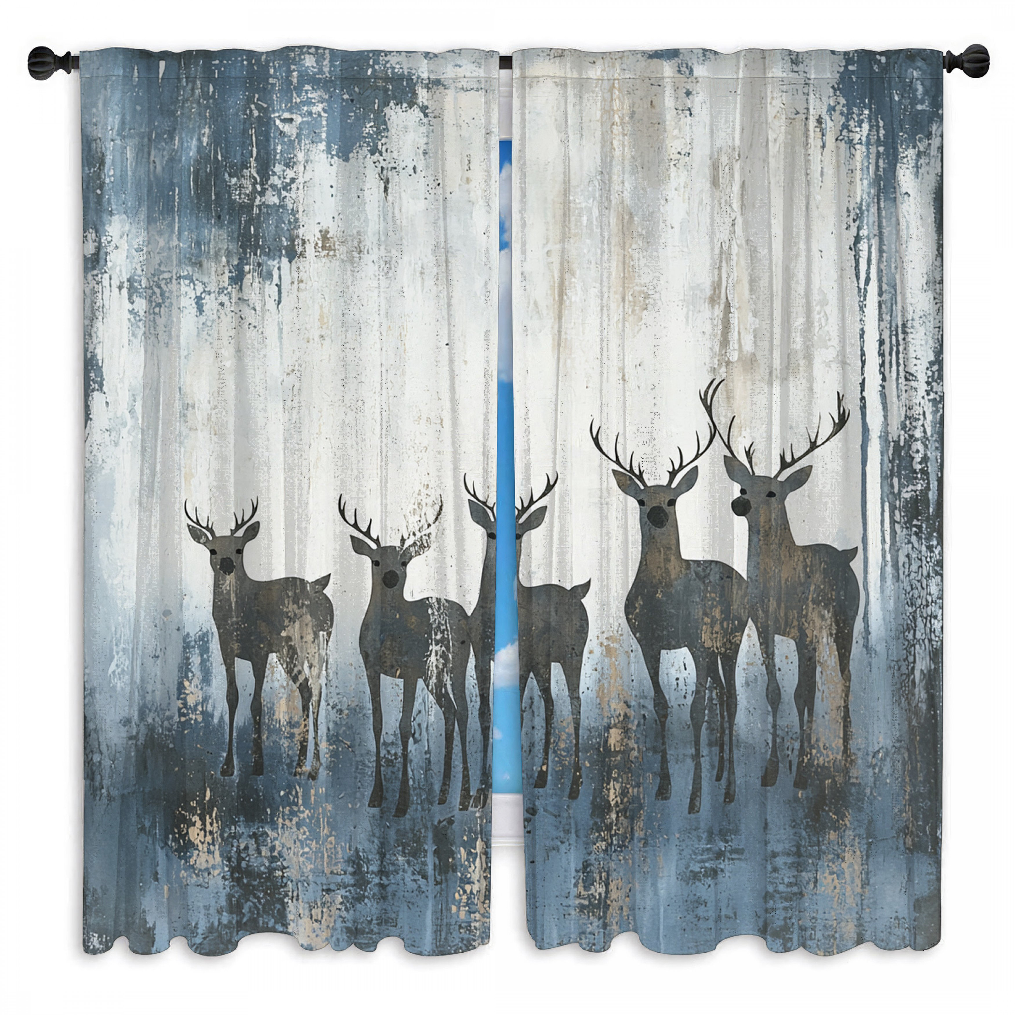 East Urban Home Deer Window Curtains Animal Sheer & Room Darkening - 2 ...