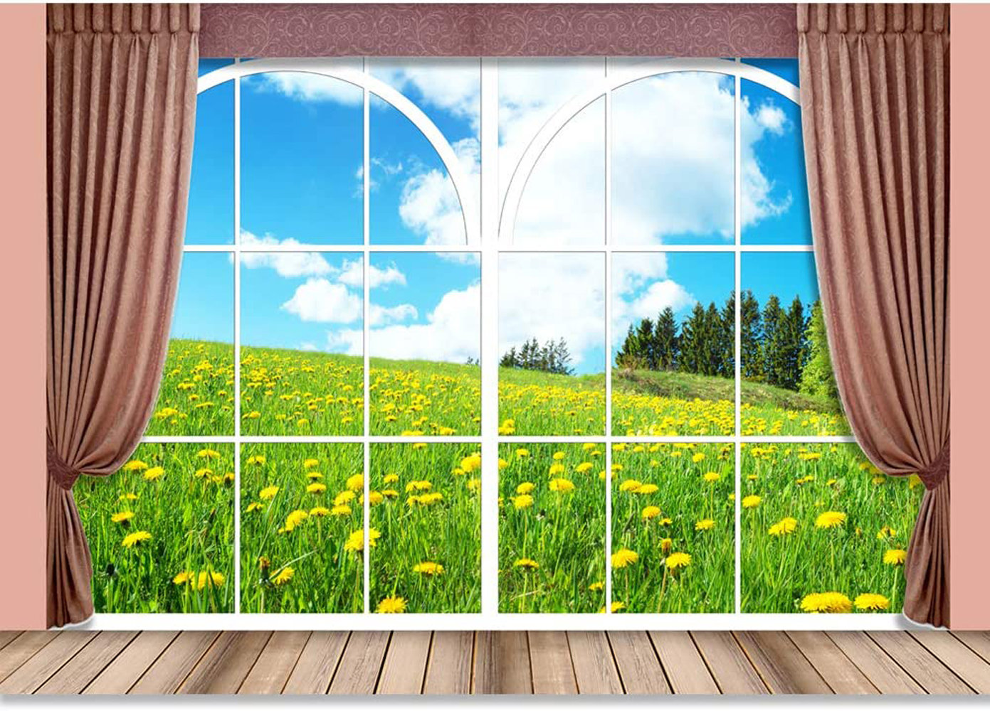 IDEA4WALL Window View Curtain Wall Mural | Wayfair