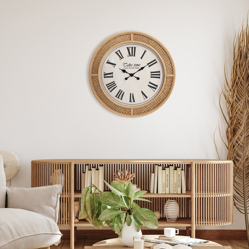 Bay Isle Home™ 24'' Rattan Round Wall Clock | Wayfair