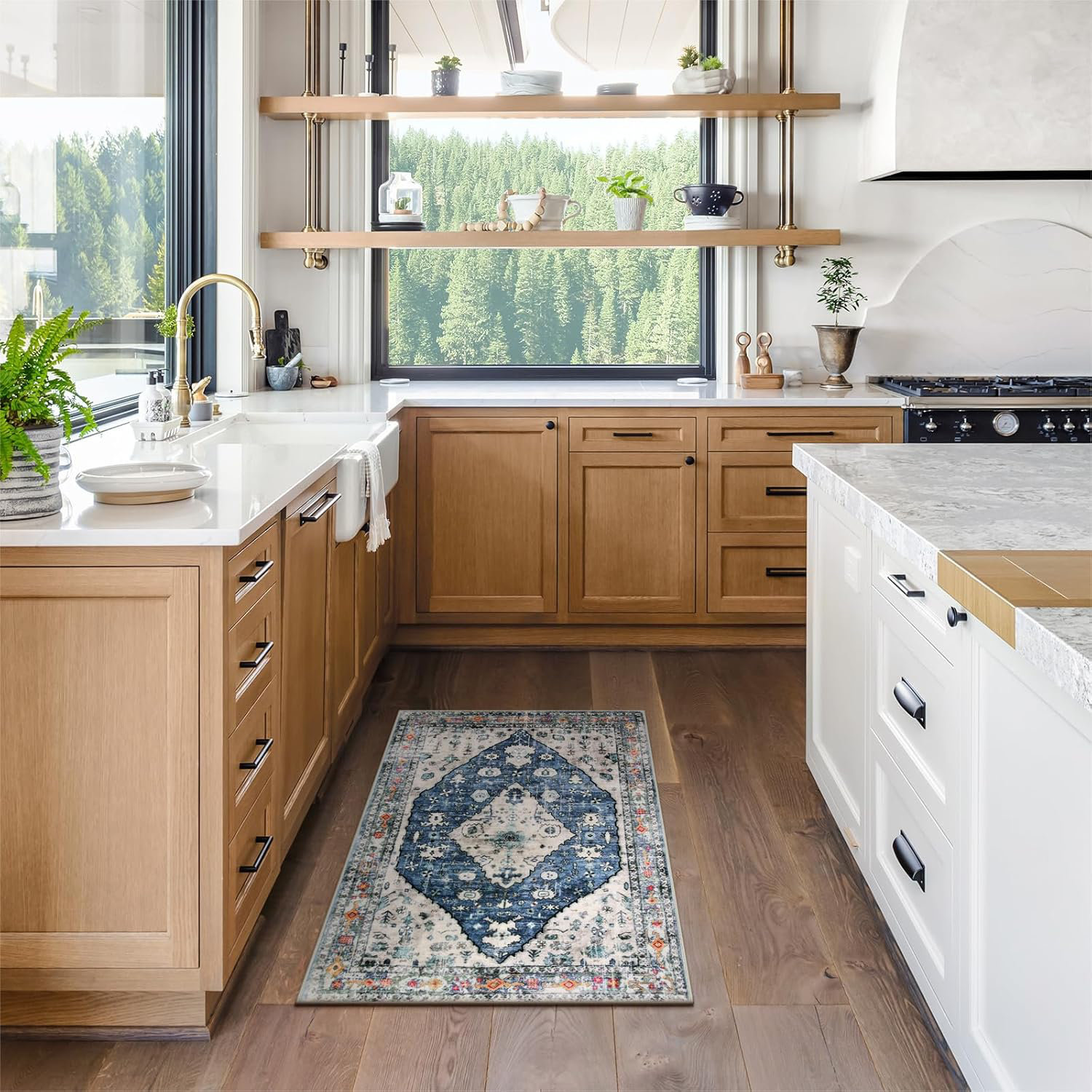 Dakota Fields Boho Tribal Kitchen Rugs Washable | Wayfair