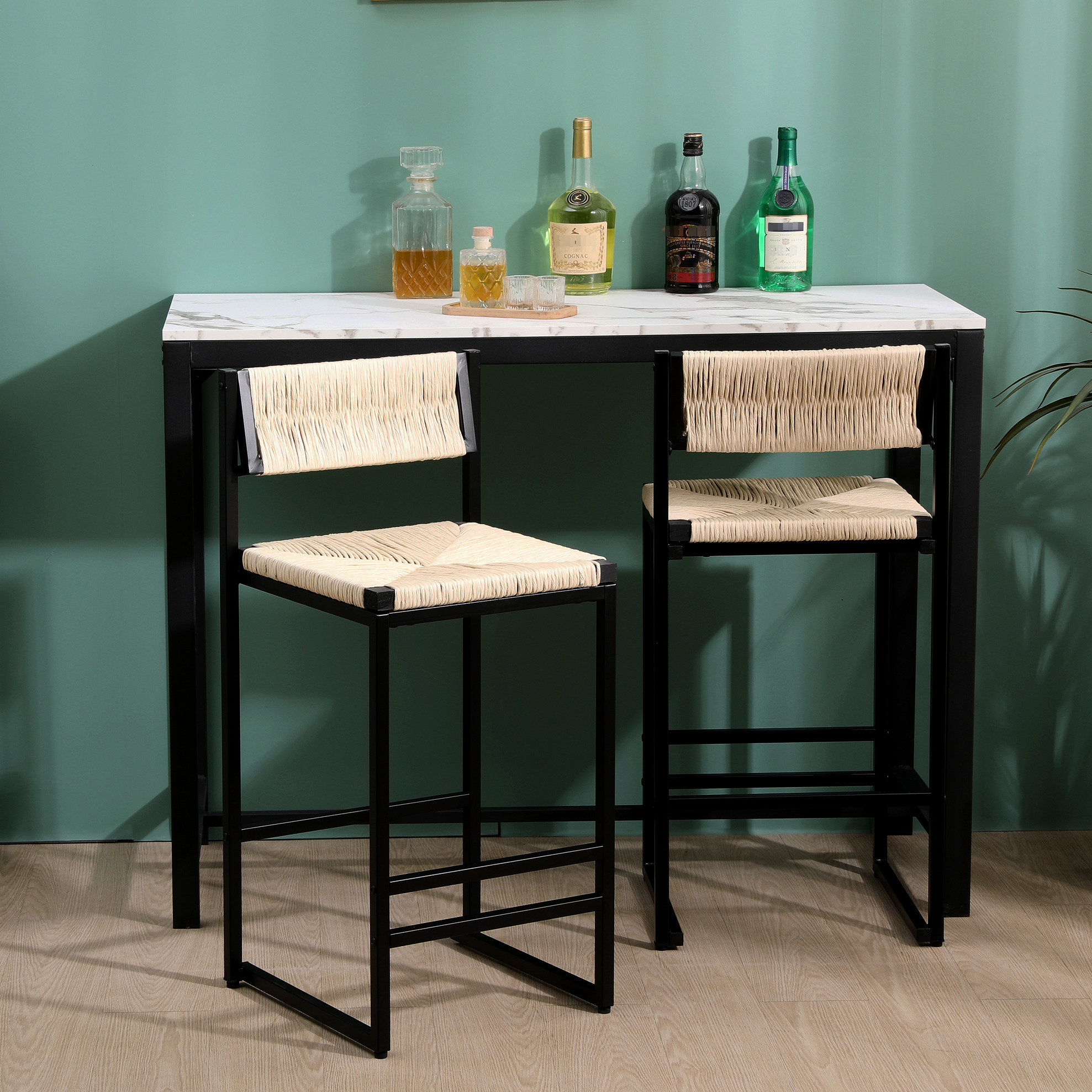Bay Isle Home™ Creamy White Paper Rope Bar Stools (2), Chic For Offices ...